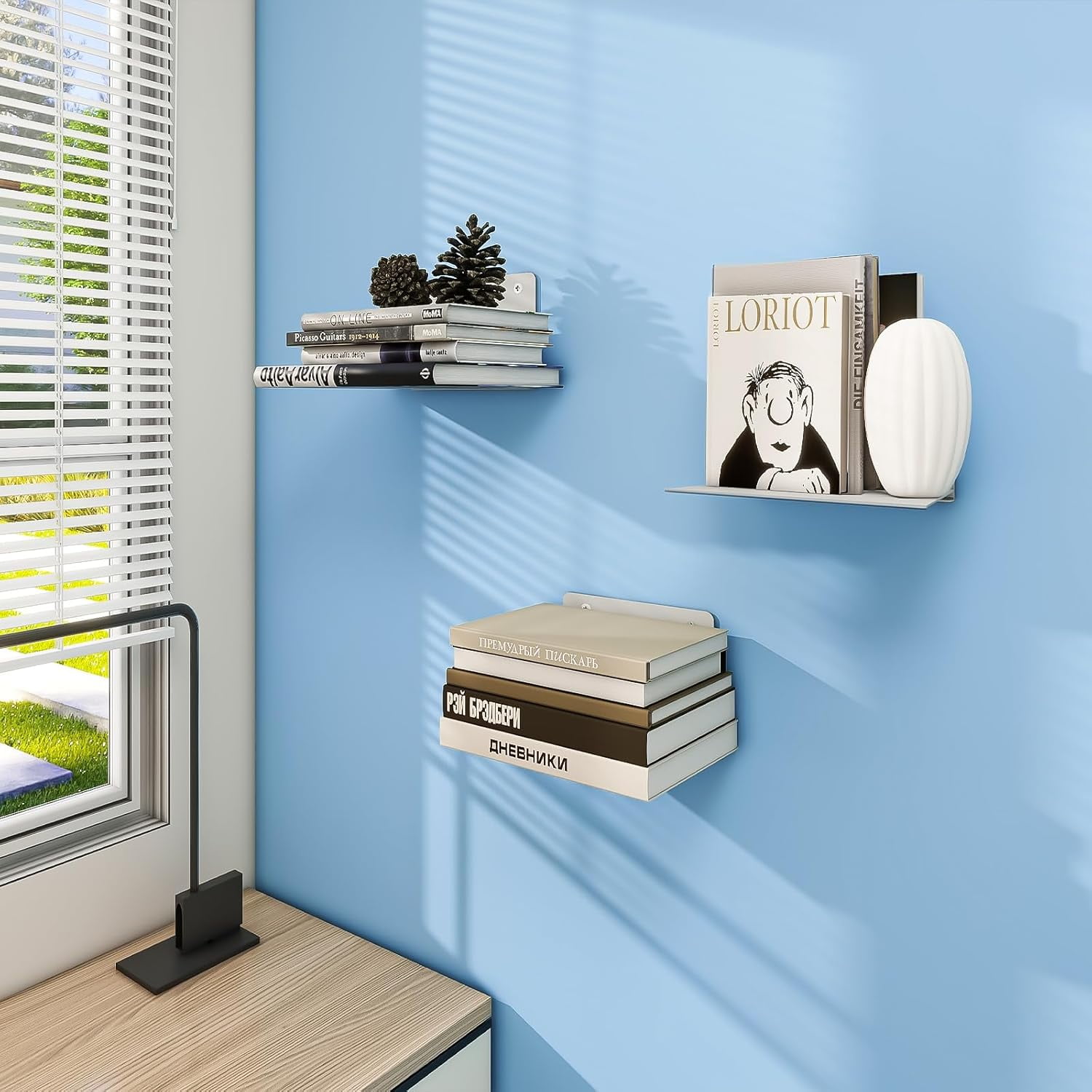 jkfgvhop Floating Book Shelves for Wall Wall Mounted Invisible Floating ...