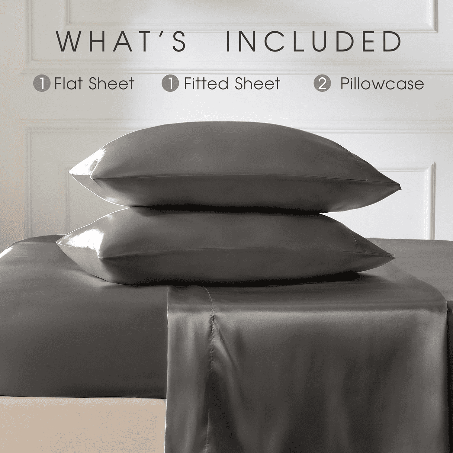 jkfgvhop Satin Sheets King Size Silky Soft Satin Bed Sheets 4 Psc ...