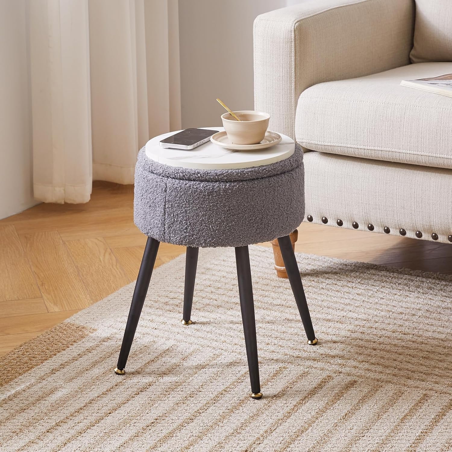 jkfgvhop Stool with Storage Round Foot Stools Ottoman Foot Rest for ...