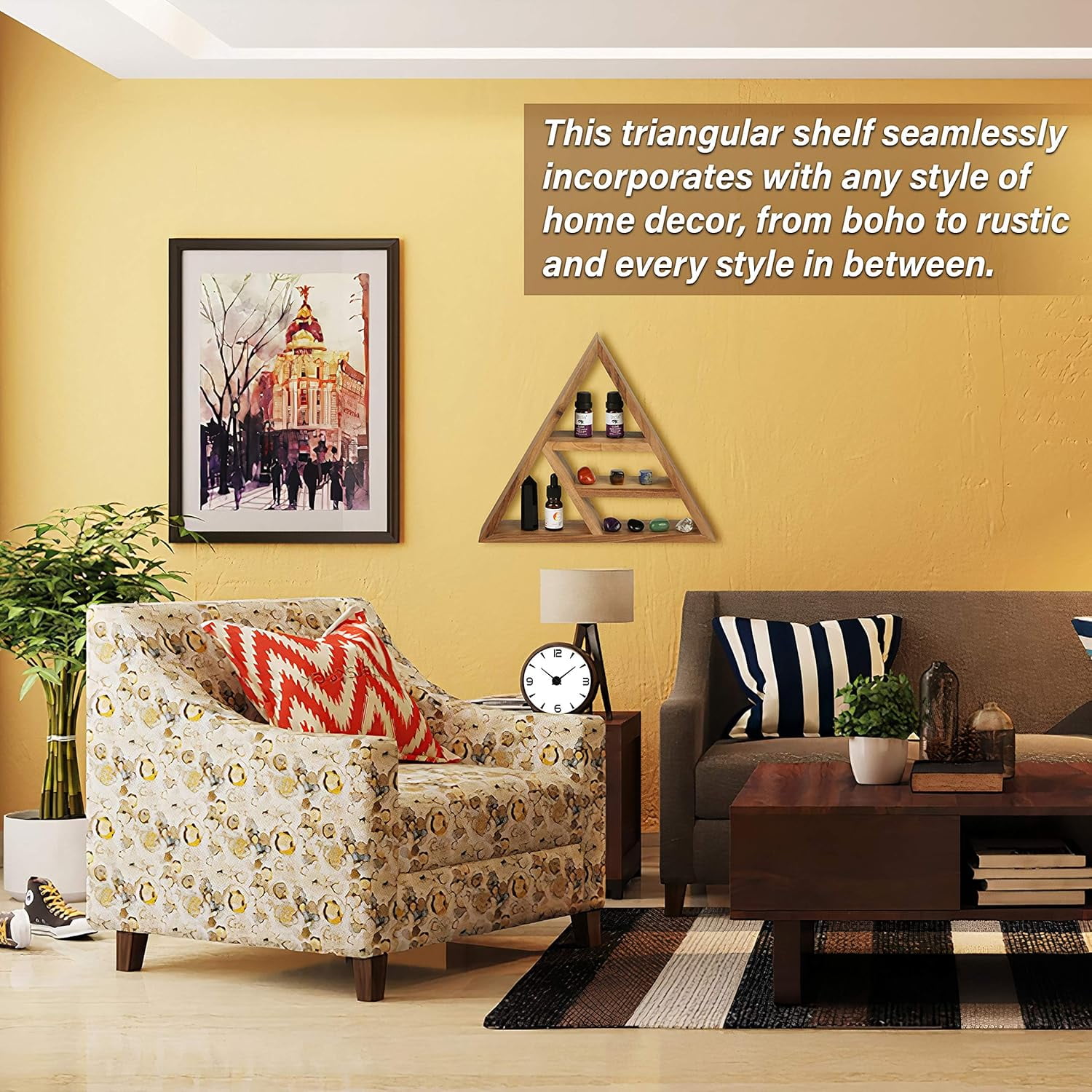 jkfgvhop Triangular Crystal Display Shelf - Wooden Triangle Shelf for ...