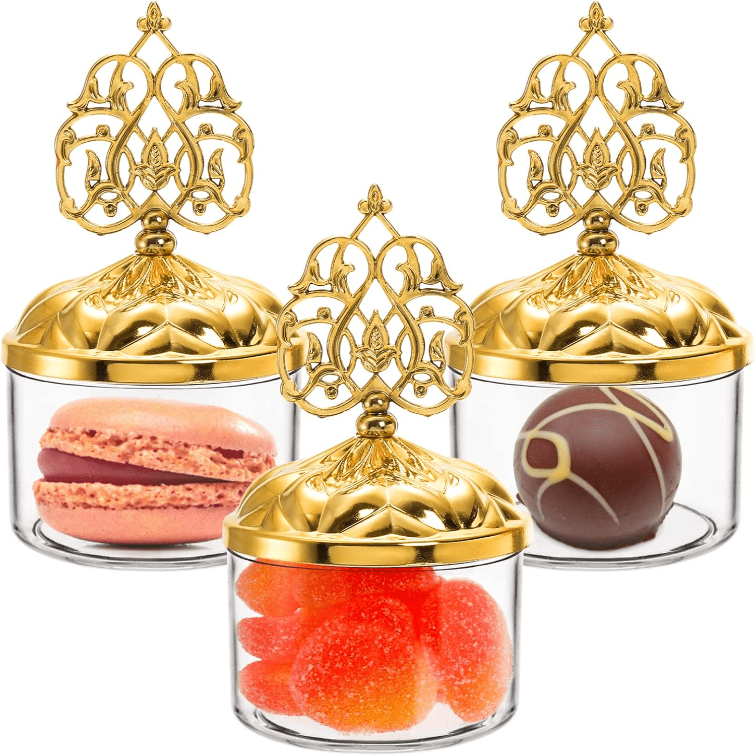 jkliouptr 24 Pack Fillable Clear Favor Boxes with Gold Dome Lids ...