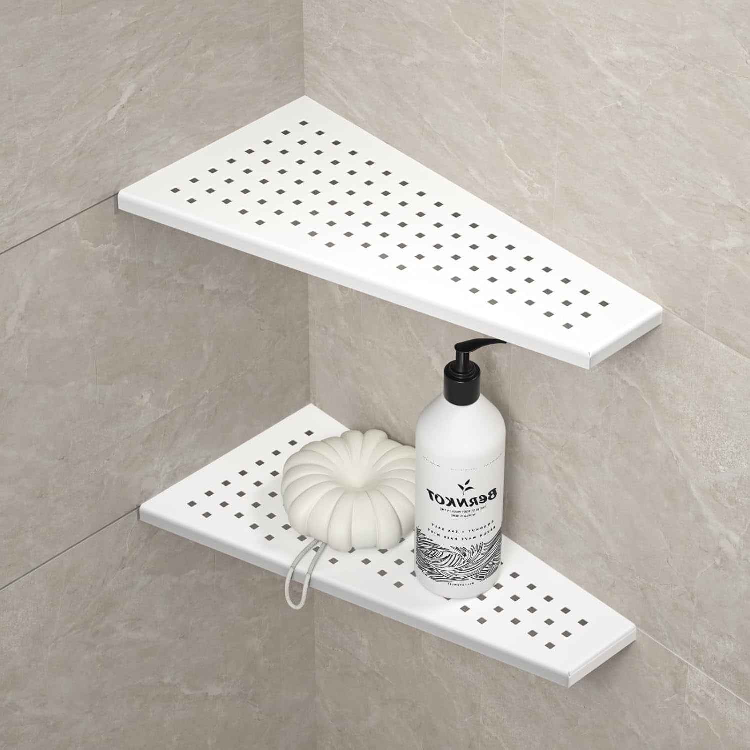 jkliouptr Corner Shower Shelf Matte Black 12" Trapezoid Floating ...