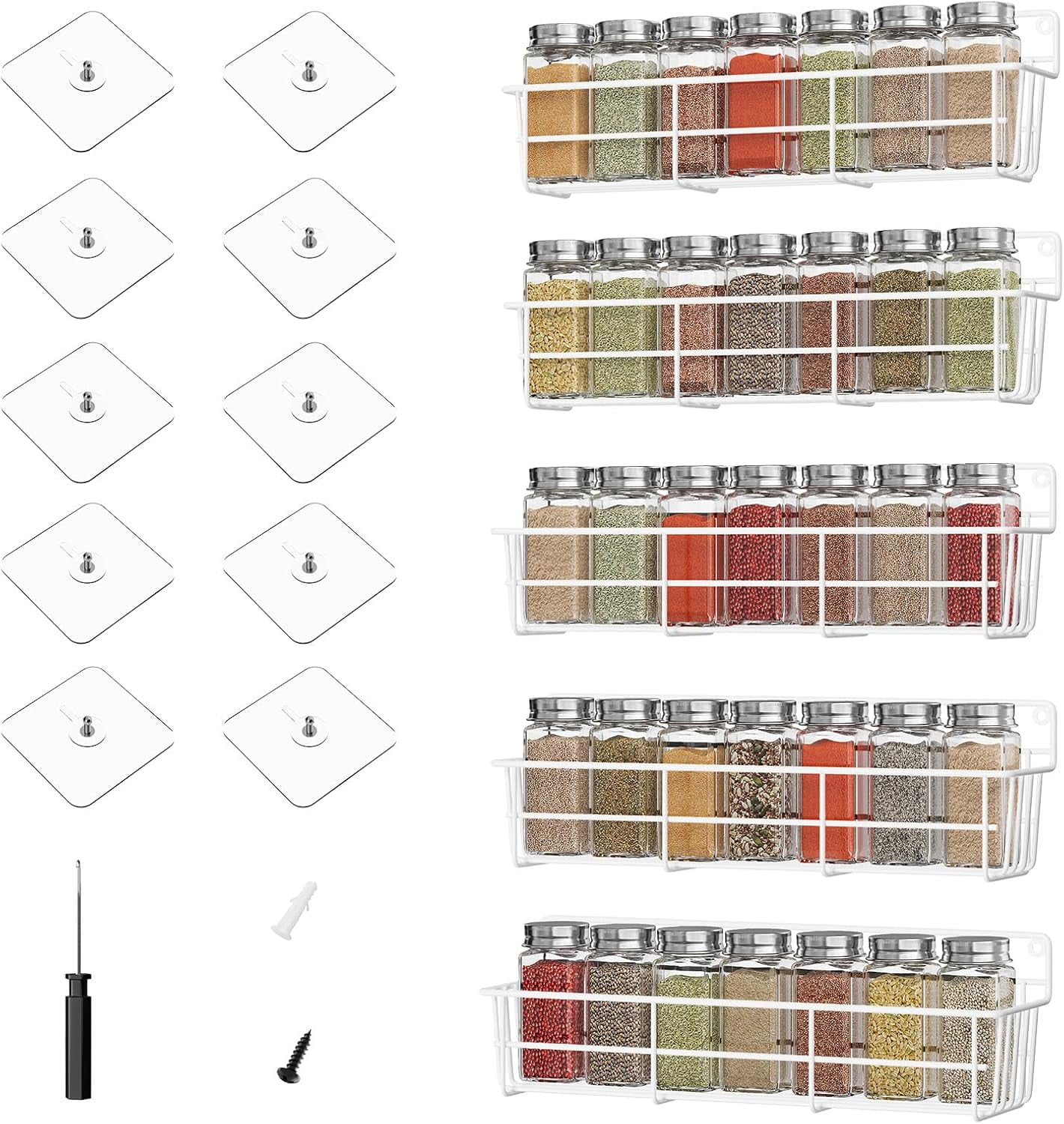 jkliouptr Spice Rack Organizer Wall Mount Hanging Spice Pantry Storage ...