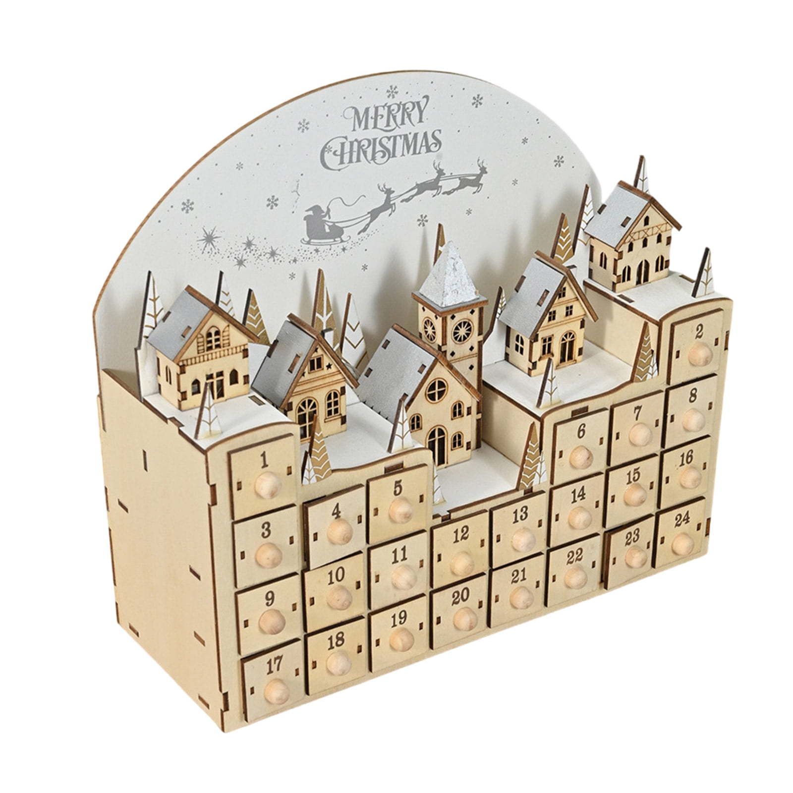 jklymm Wood LED Lighted Advents Calendar Christmas Countdowns Calendar ...