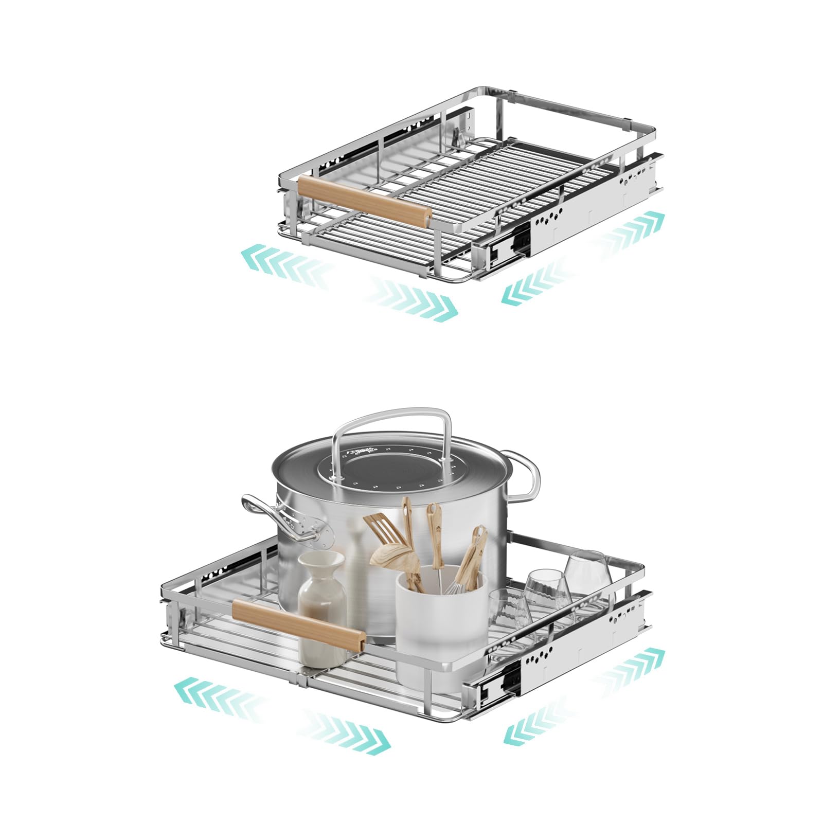jkxoo 2Pack Expandable Pull Out Cabinet Organizer, Closet Organizers ...