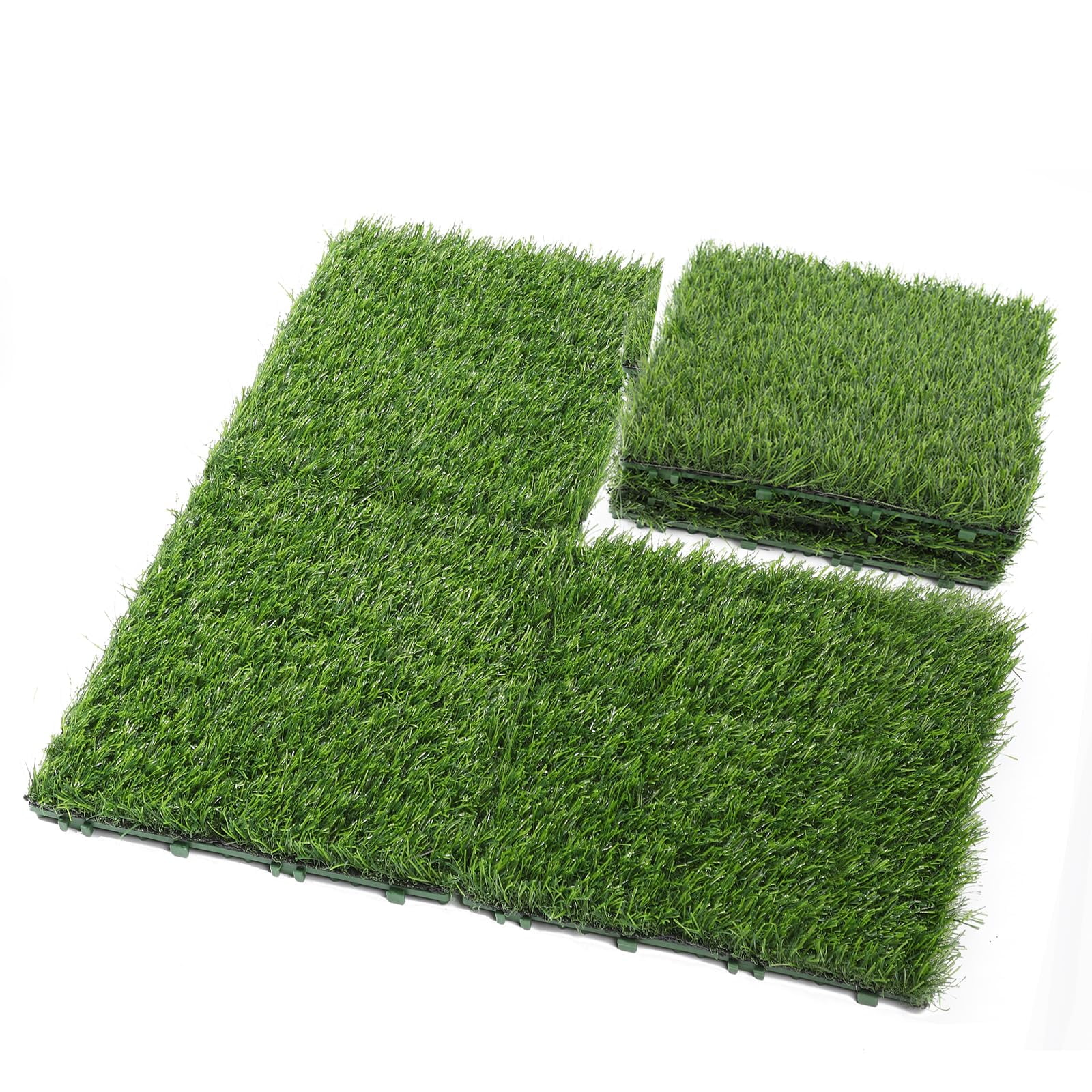 jltkj Artificial Grass Tiles, MMF7 Turf Tiles Interlocking Fake Grass ...