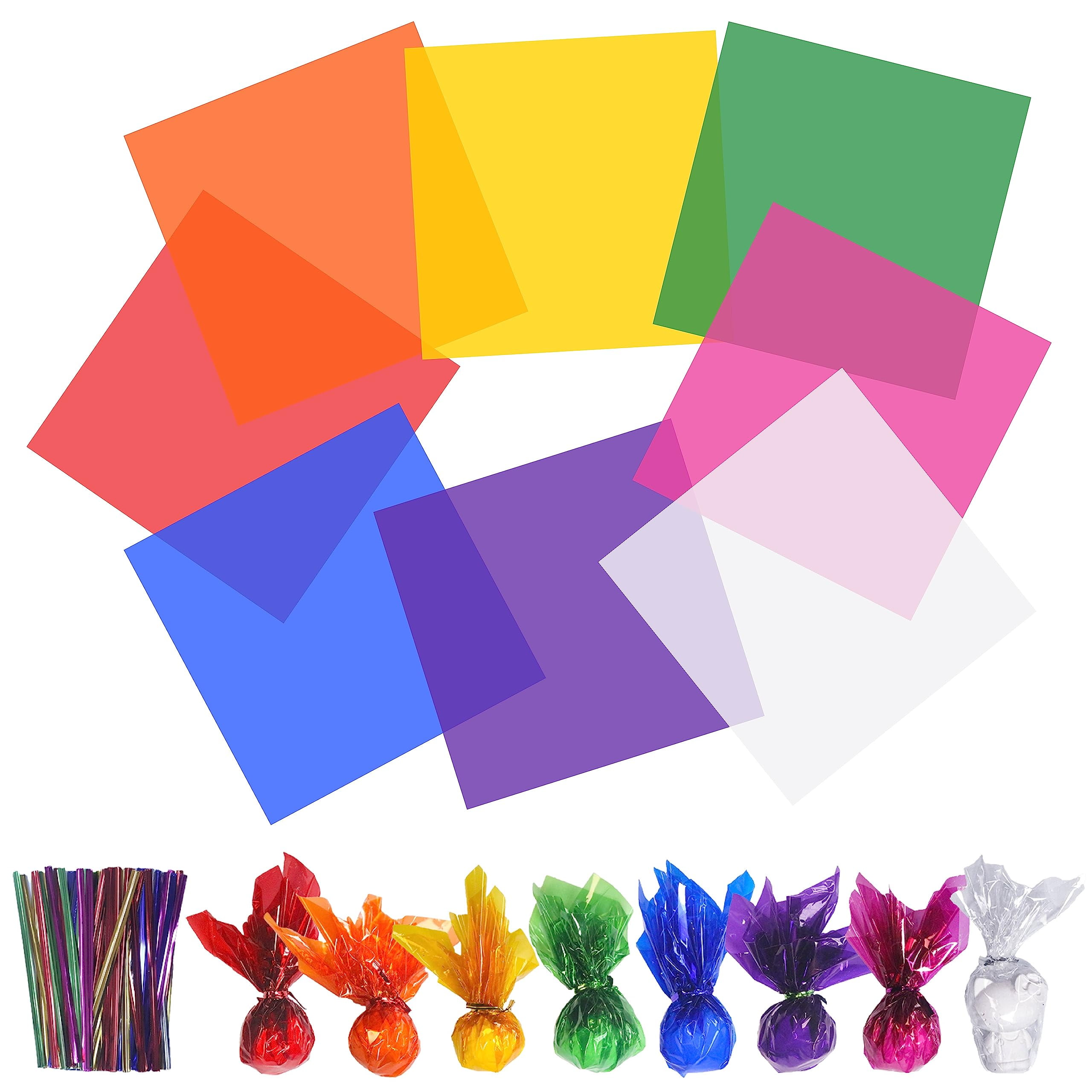 joaoxoko Cellophane Wrap,14 x 14 Inch Colored Cellophane Sheets for DIY ...