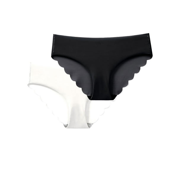 jobturf 2 Pack Seamless Underwear for Women Wave Edge Ice Silk Hipster ...