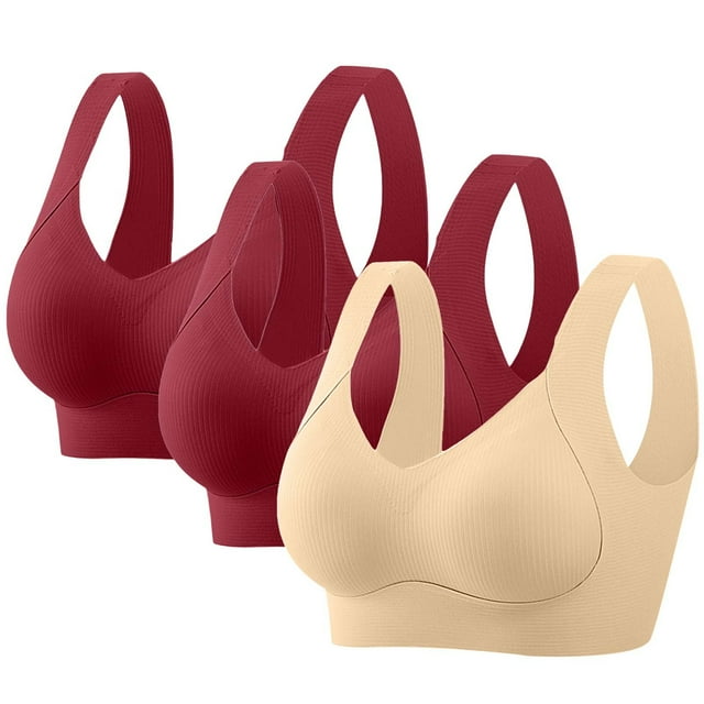 jobturf 3 Pack Bras for Women Wireless Jelly Plus Size Supportive ...