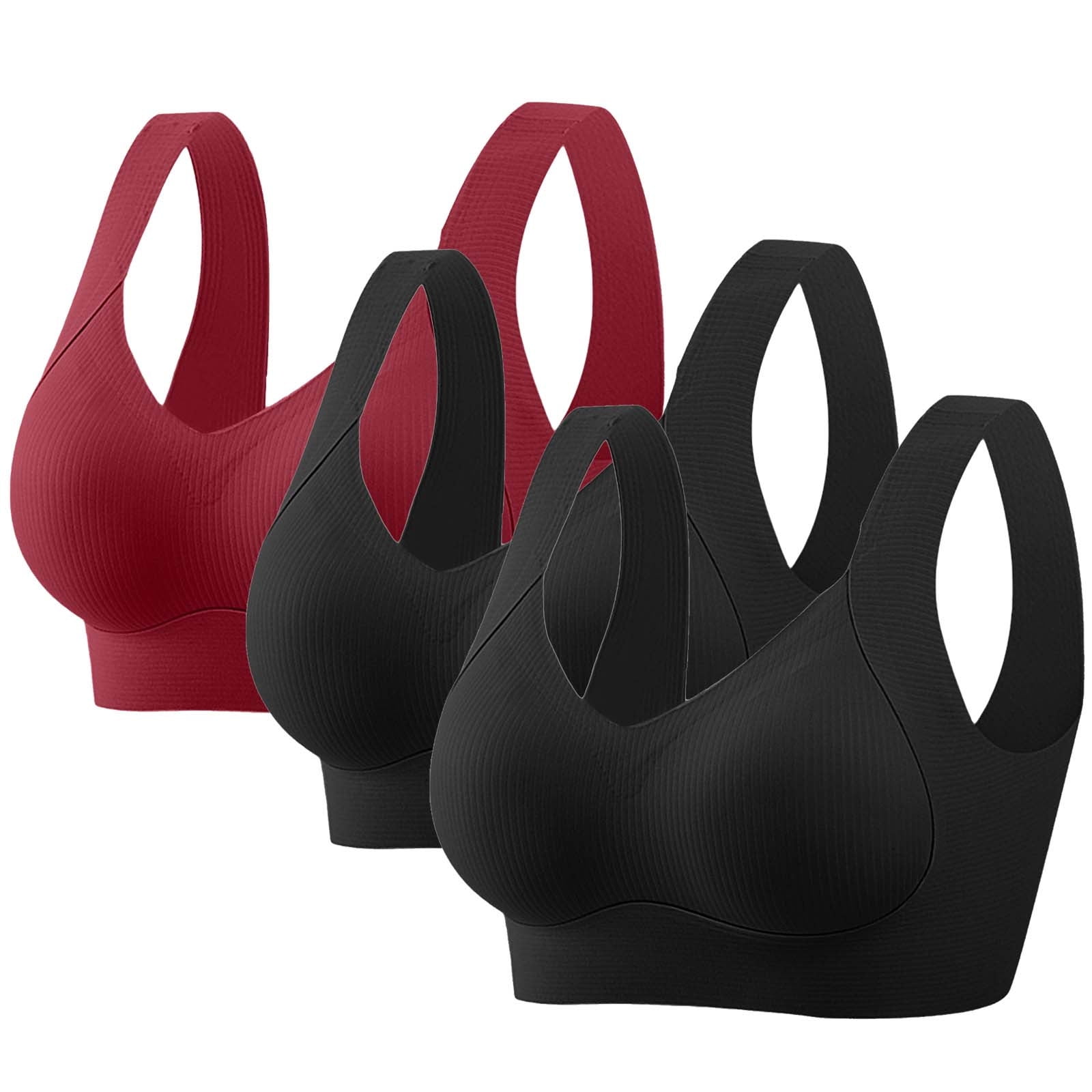 jobturf 3 Pack Womens Plus Size Bra Wireless Jelly Supportive Seamless ...