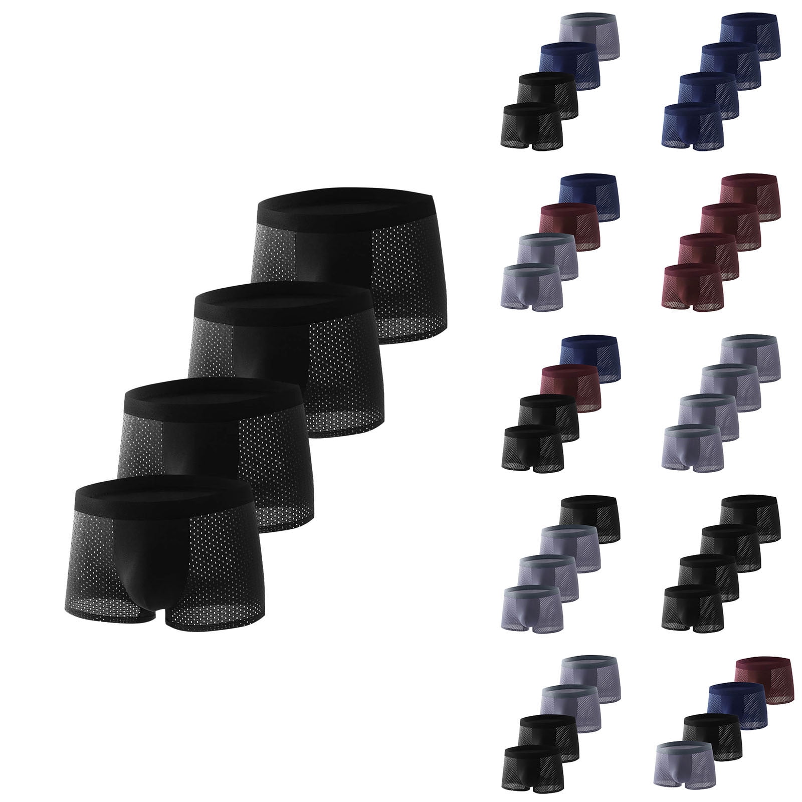 jobturf 4 Pack Underwear for Men Ice Silk Mesh Breathable Boxer Briefs ...