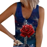 jobturf 4th of July Tank Tops for Women V Neck Sleeveless Henley Shirts ...