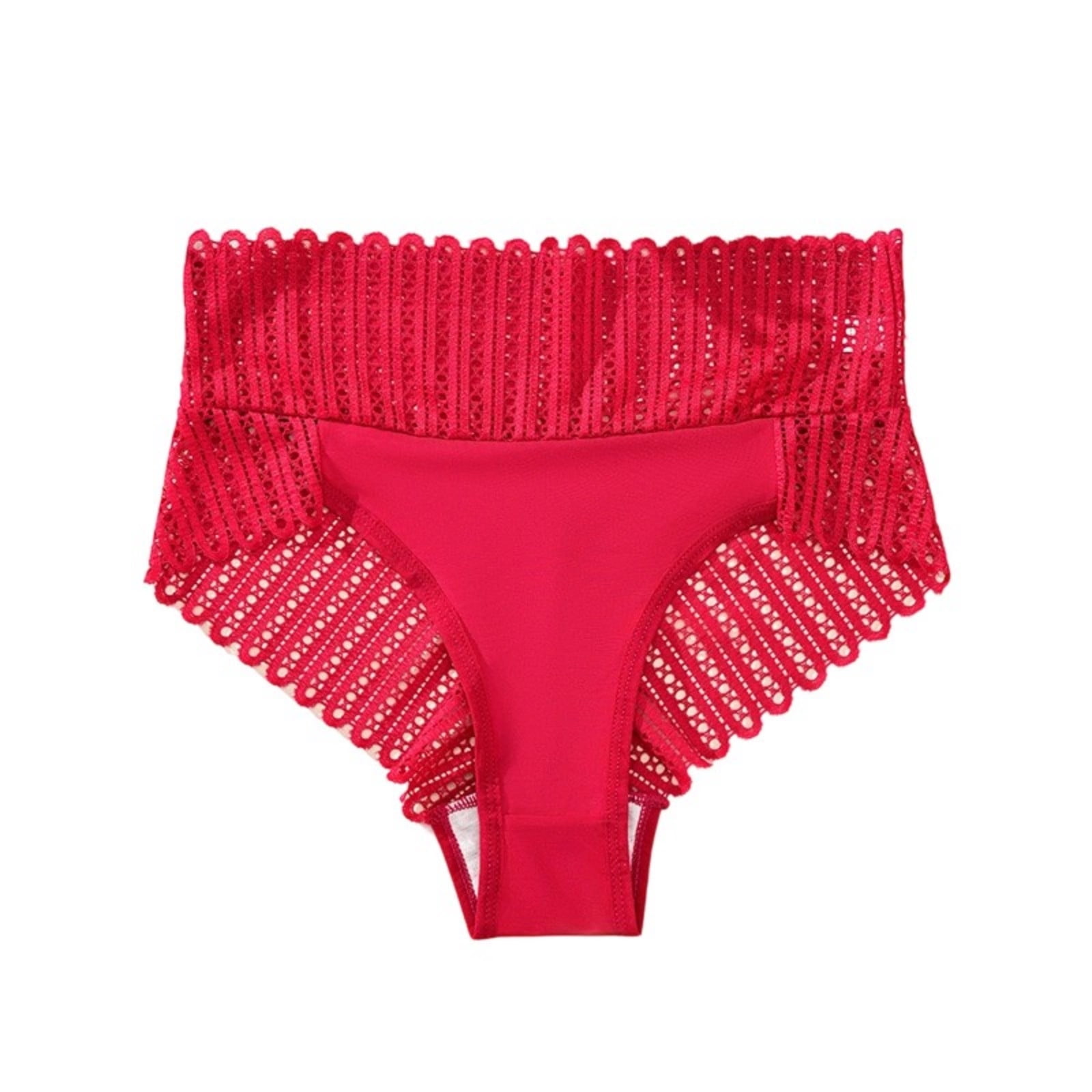 jobturf Cotton Underwear for Women Sheer Mesh High Waisted Lace Briefs ...