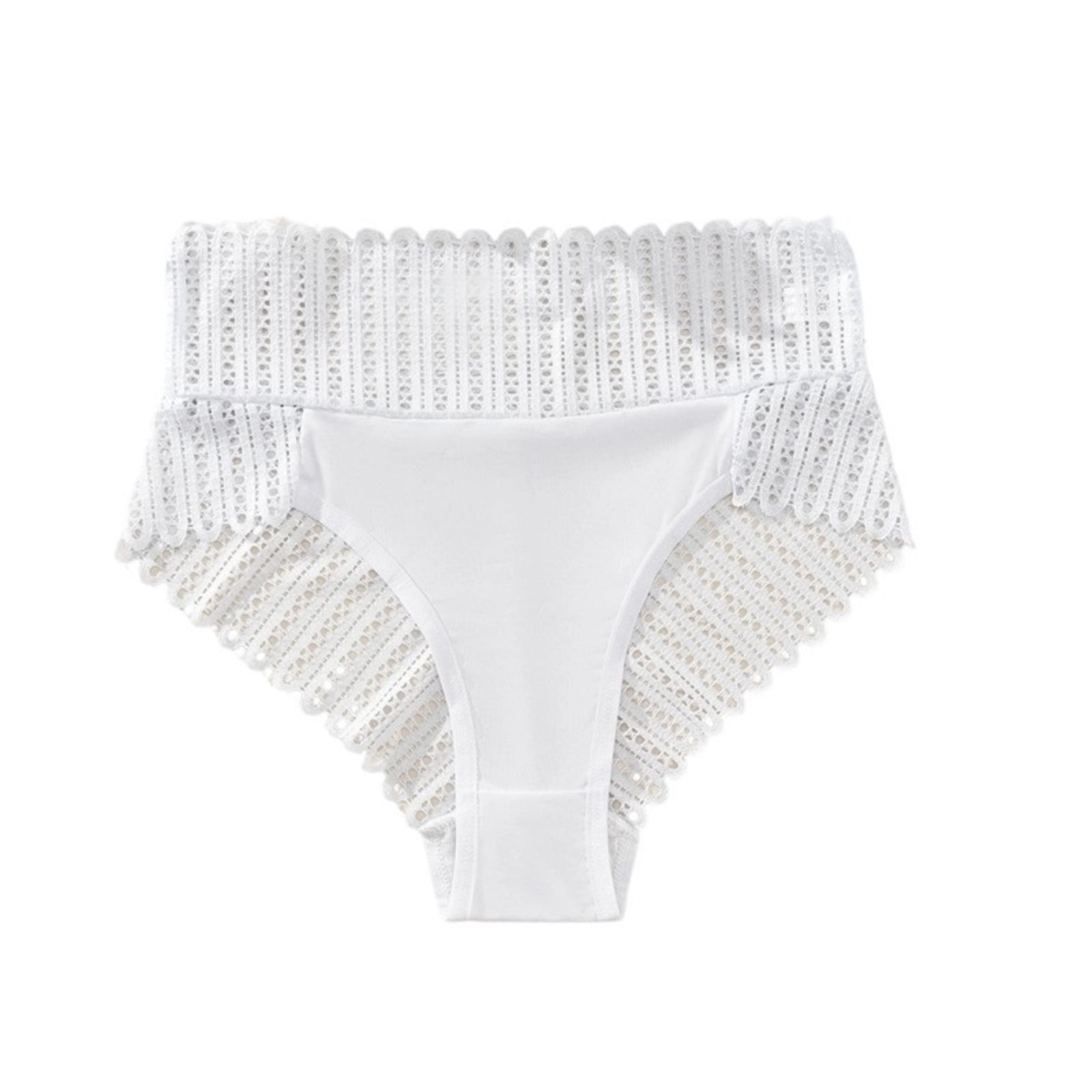 jobturf Cotton Underwear for Women Sheer Mesh High Waisted Lace Briefs ...