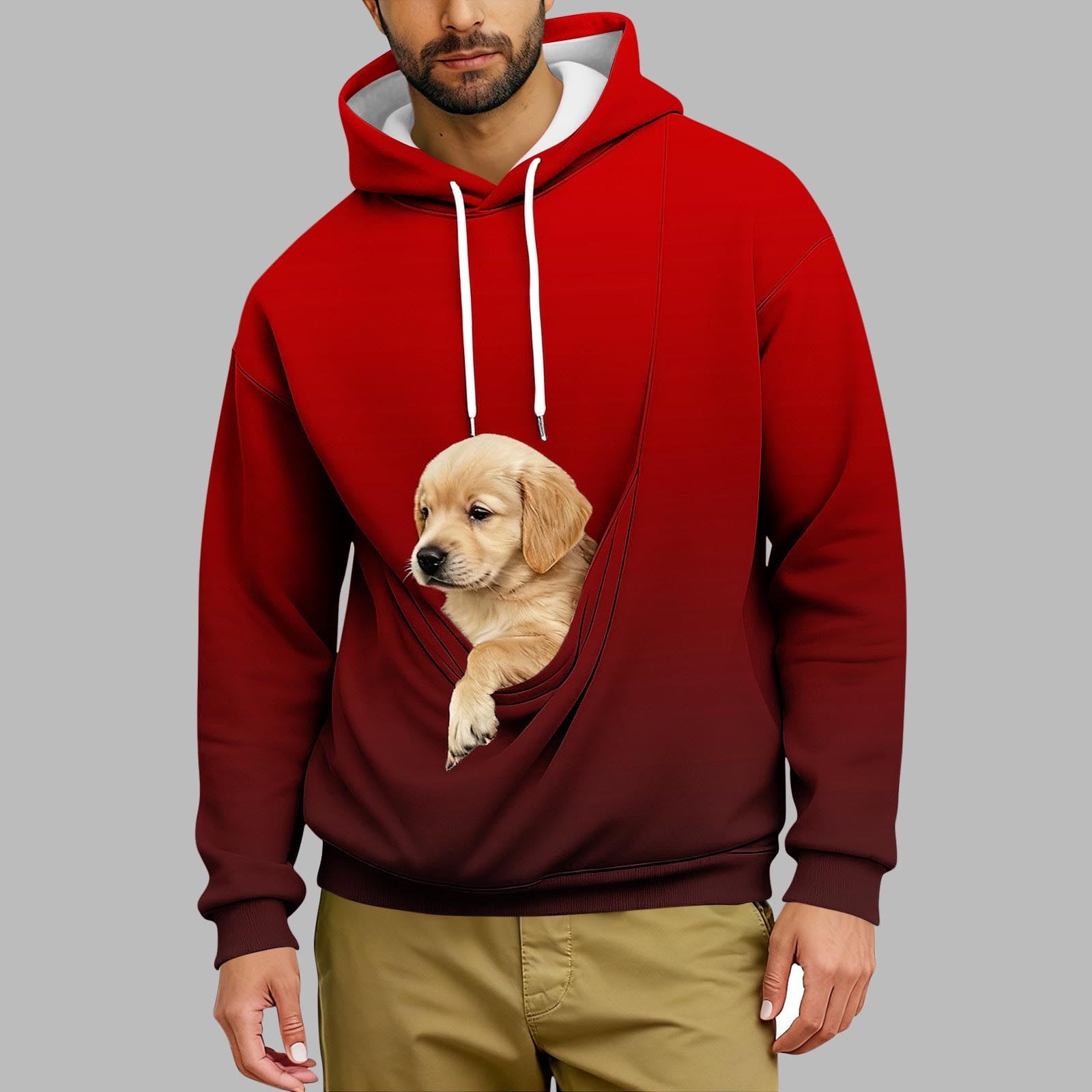 jobturf Hoodies for Men Big Pet Pouch Cat Dog Carrier Hooded Sweatshirt ...