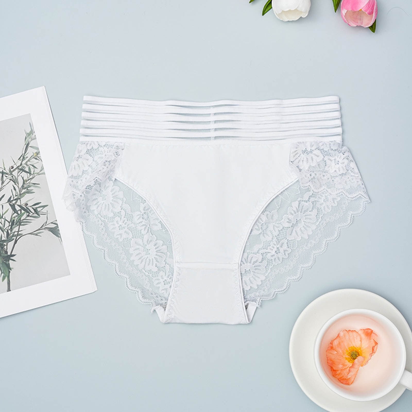 jobturf Lace Underwear for Women Invisible Tummy Control Hipster ...