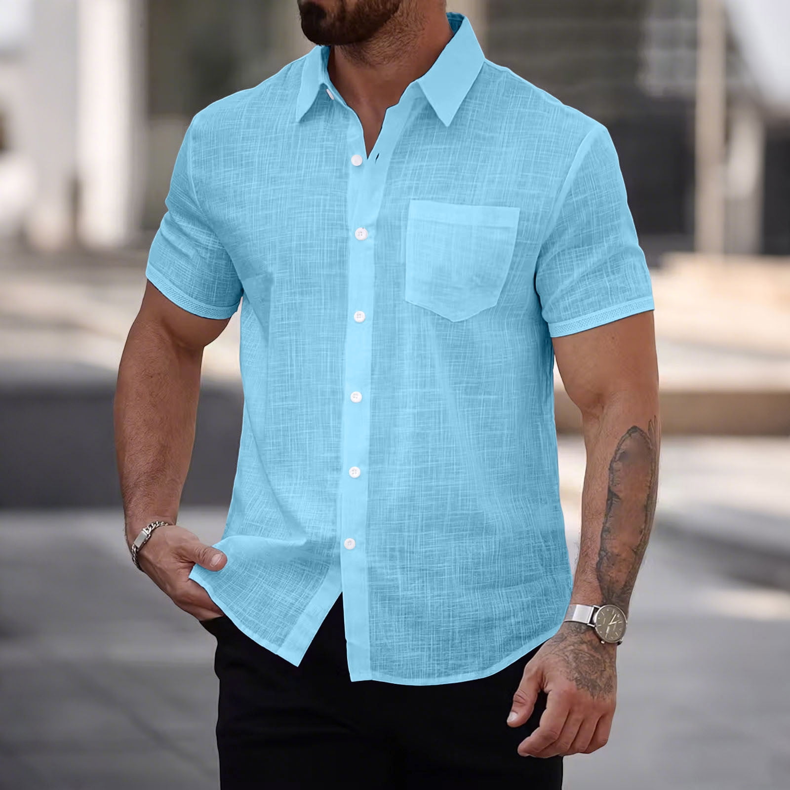 jobturf Mens Button Down Shirt Dressy Casual Collared Work Shirts ...