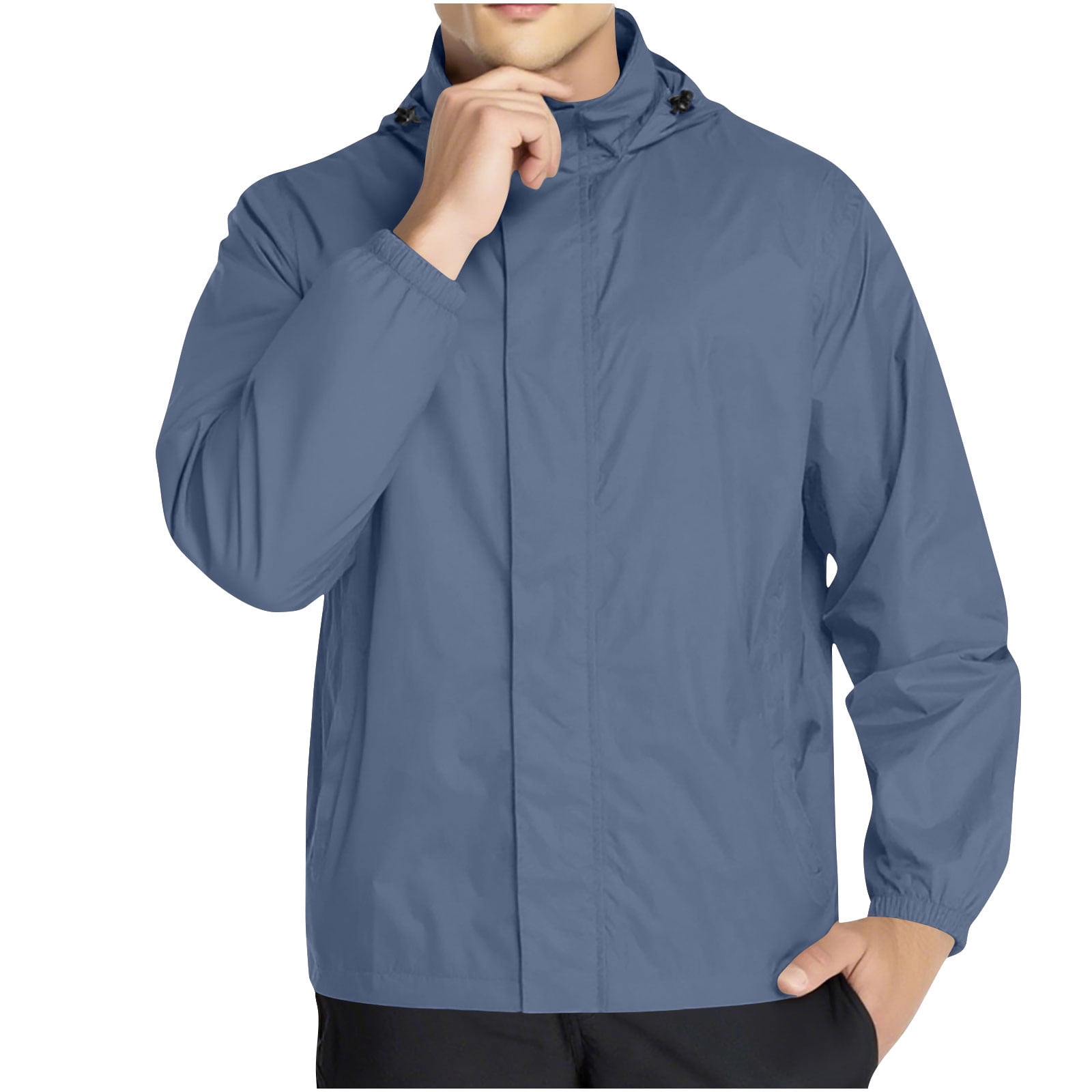 jobturf Mens Rain Jacket Waterproof Full Zip Raincoat Waterproof ...