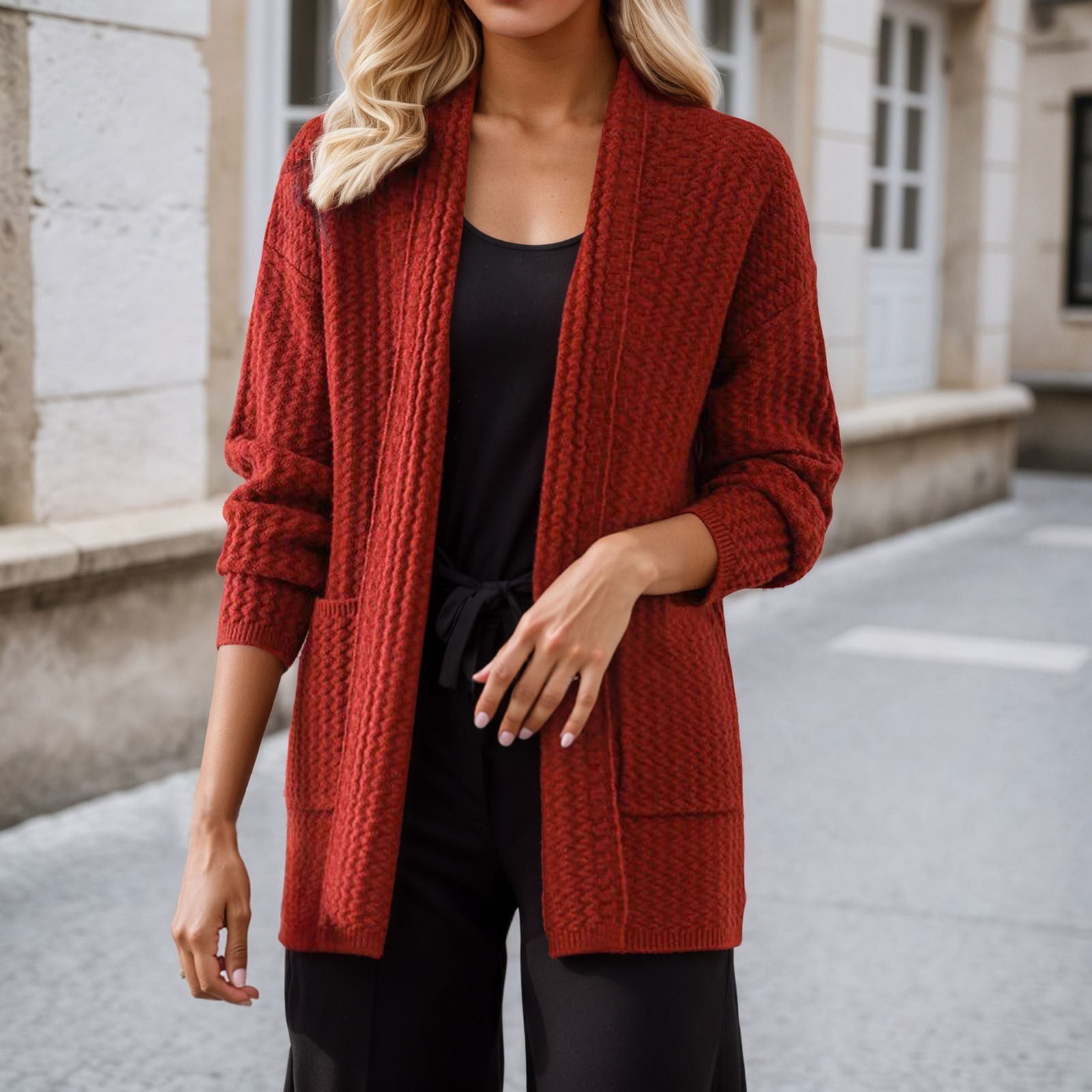 jobturf Sweater Cardigans for Women Chunky Open Front Long Sleeve ...