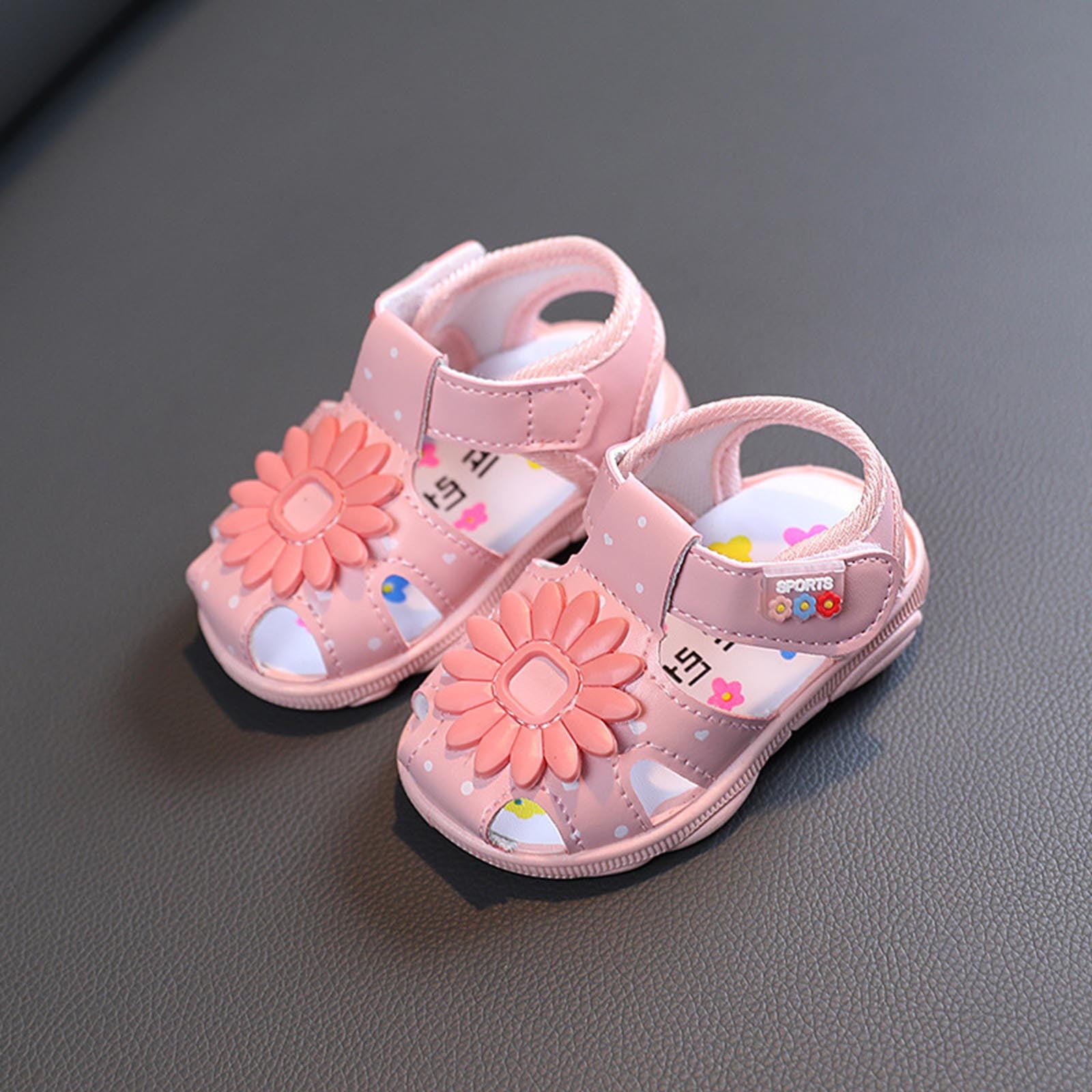 jobturf Toddler Little Girl's Summer Soft Closed Toe Princess Flower Outdoor Casual Sandals for ...