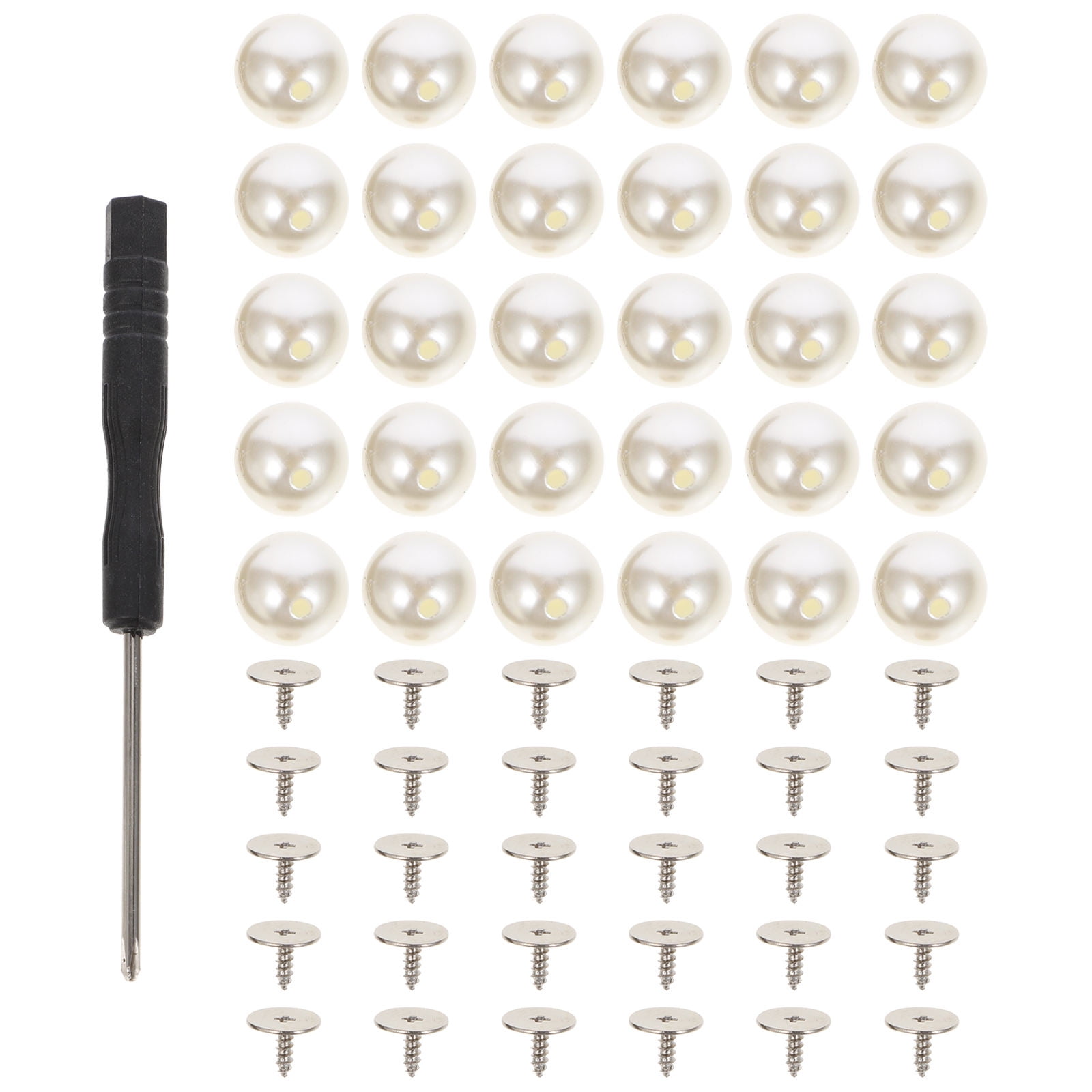 jojofuny 100Set Round White Pearl Buttons with Screws for Women Diy ...