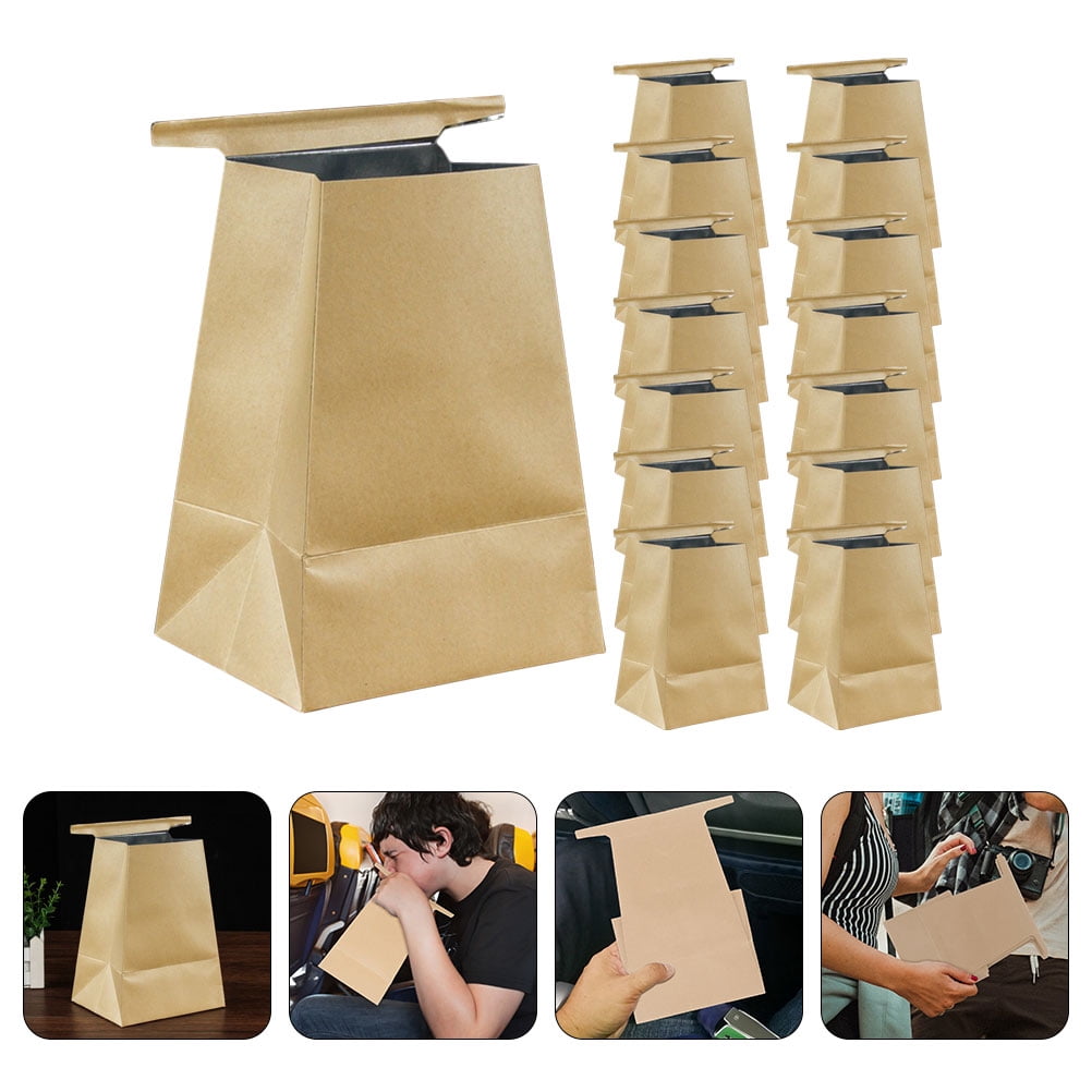 jojofuny 15Pcs Light Brown Rectangular Paper Disposable Emesis Bags for ...