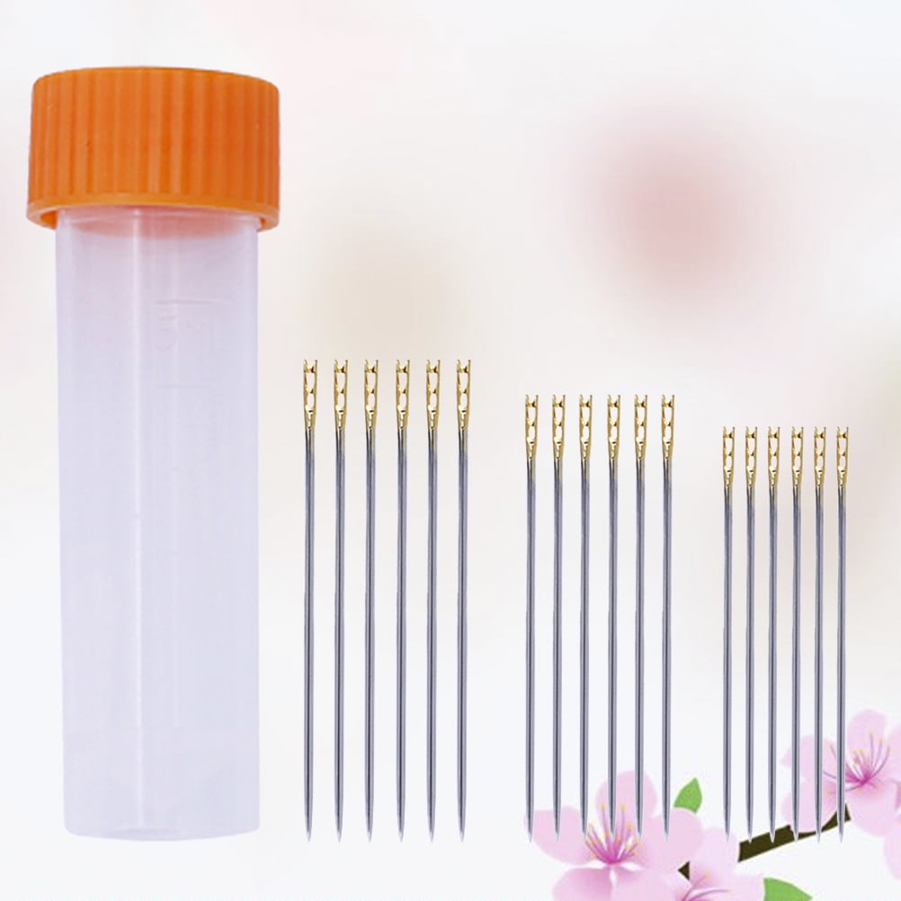 jojofuny 18Pcs Hand Embroidery Needles Double Hole Carbon Steel ...