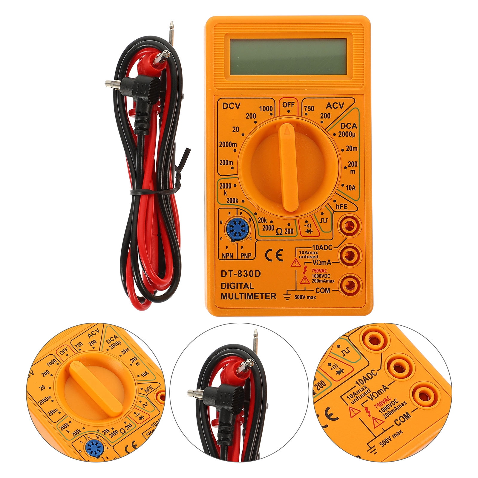 jojofuny 1Pcs 83s0D Digital Multimeter Circuit Testers Yellow ABS with ...