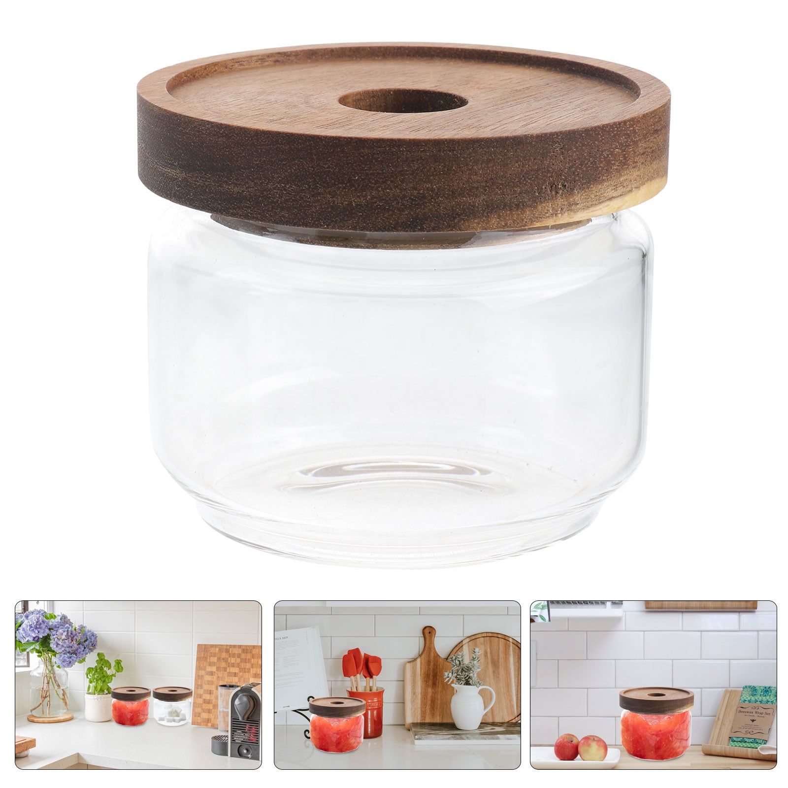 jojofuny 1Pcs Heat Resistant Glass Storage Tank 9x7CM 350ML Sealed For ...