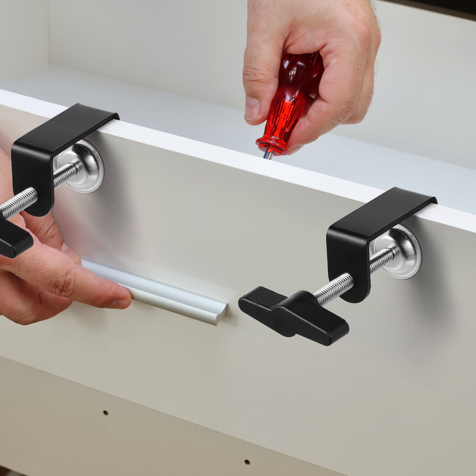 jojofuny 2Set Black C-Shape Desk Clamps with Plastic and Stainless ...