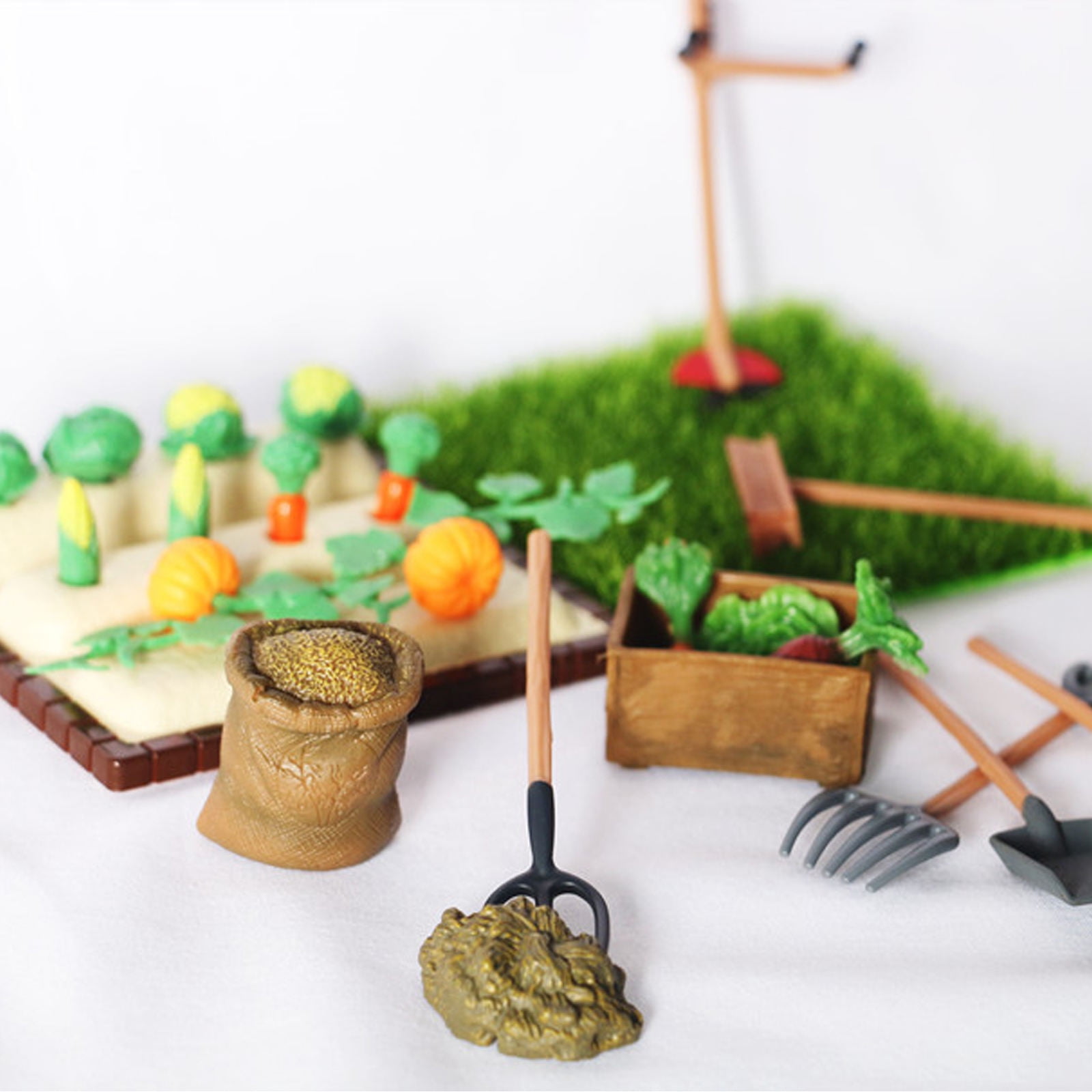 jojofuny Vegetable Field Scene Model Plastic Mini Farm 4Pcs 5.5x5.5x2 ...