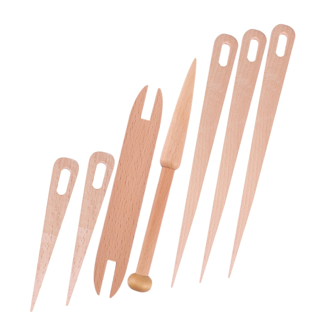 jojofuny 7Pcs Wood Weaving Crochet Shuttles Beige Round Shape For Diy ...