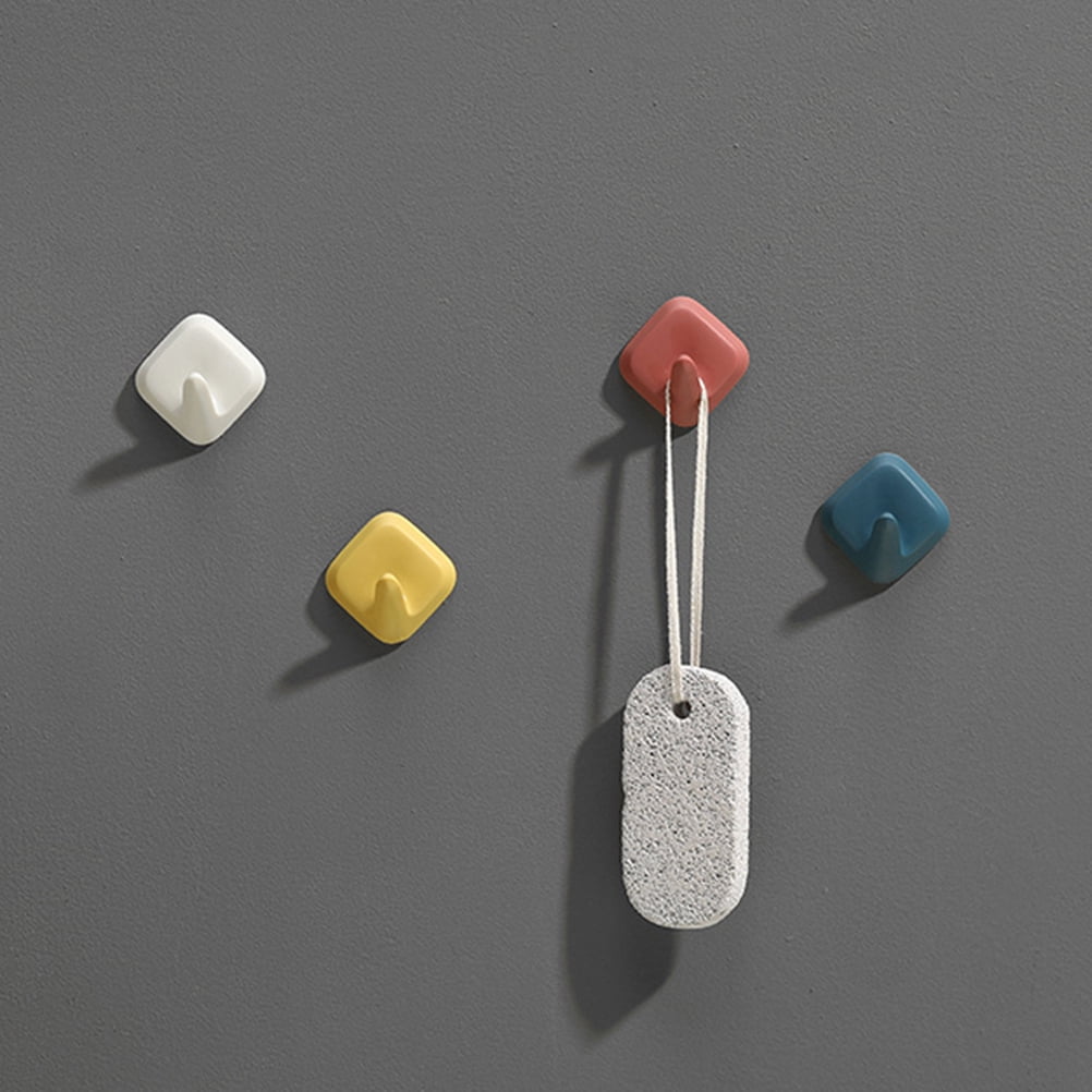 jojofuny 8Pcs Adhesive Hooks Abs Assorted Color Square Modern Design ...