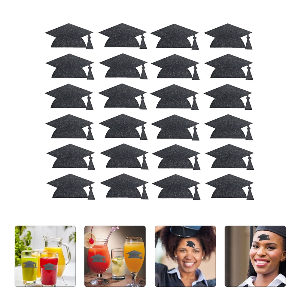 jojofuny Graduation Caps Stickers 24Pcs Black Paper for Grad Party ...
