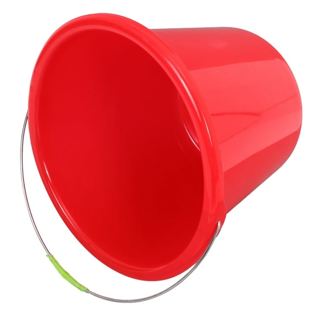 jojofuny Red Round Plastic Grocery Bucket for Household Chores 12.58X12 ...