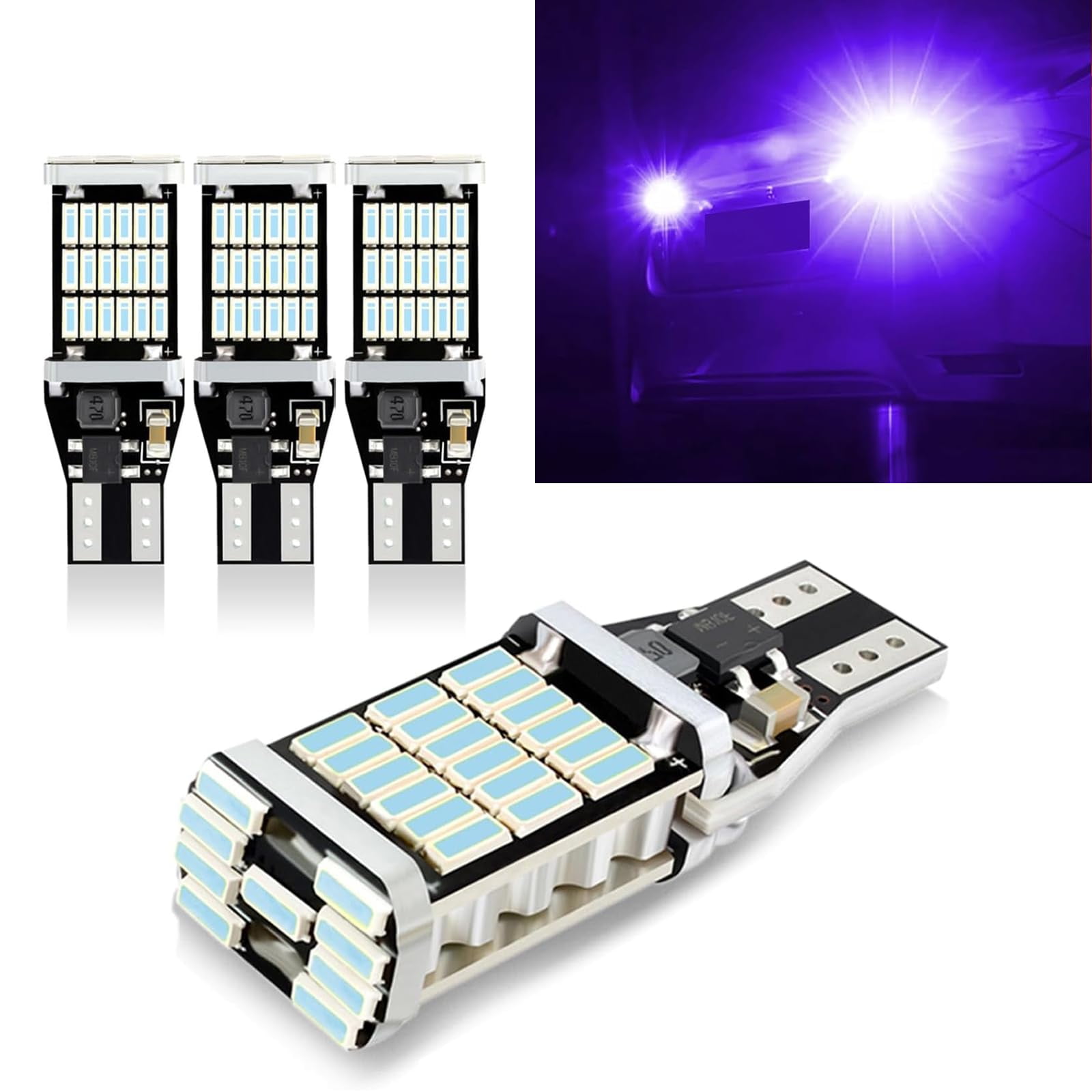 jokormo 4 PCS T15 Car Brake Light, 4014-45SMD Non-Polar High-Brightness ...