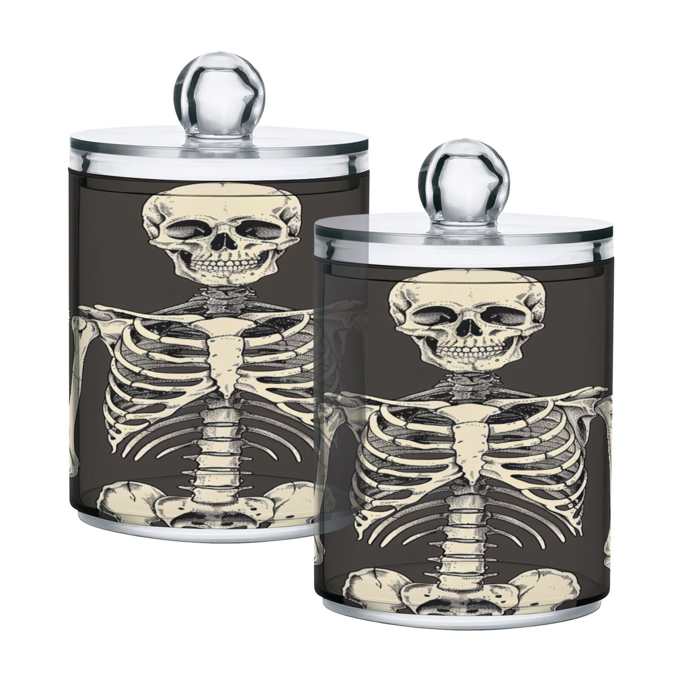 joogoo 2 Pack Qtip Holder Organizer Human Skull Skeleton Cotton Swabs ...