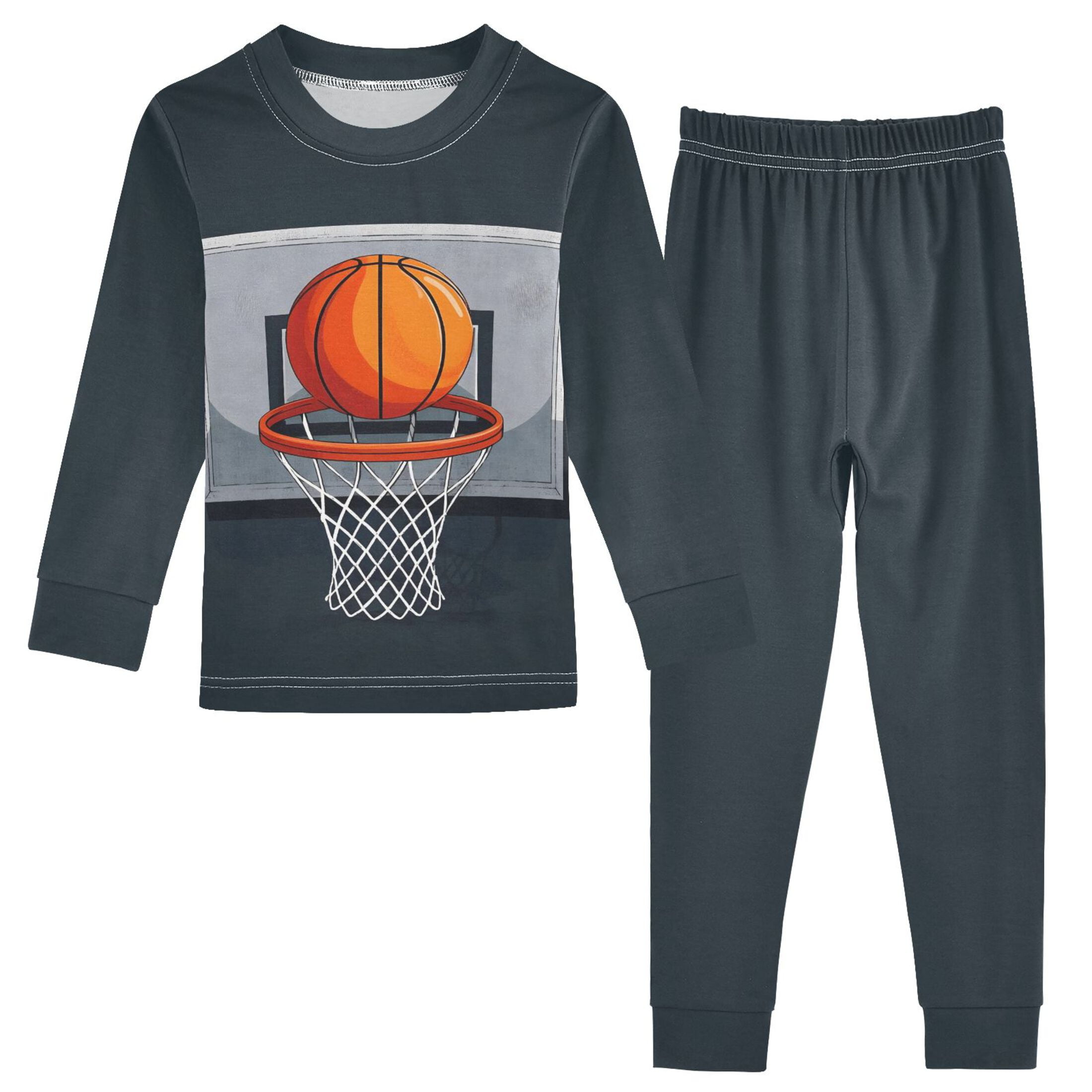 joogoo A Basketball 2 Piece Long Sleeve Tee and Pants Cotton Pajama Set ...