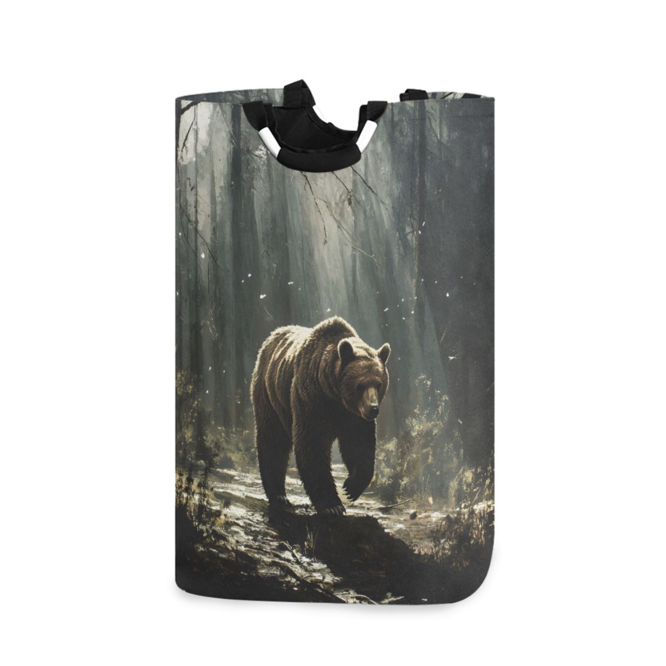 joogoo A Big Bear in Forest Large Storage Basket with Handles ...