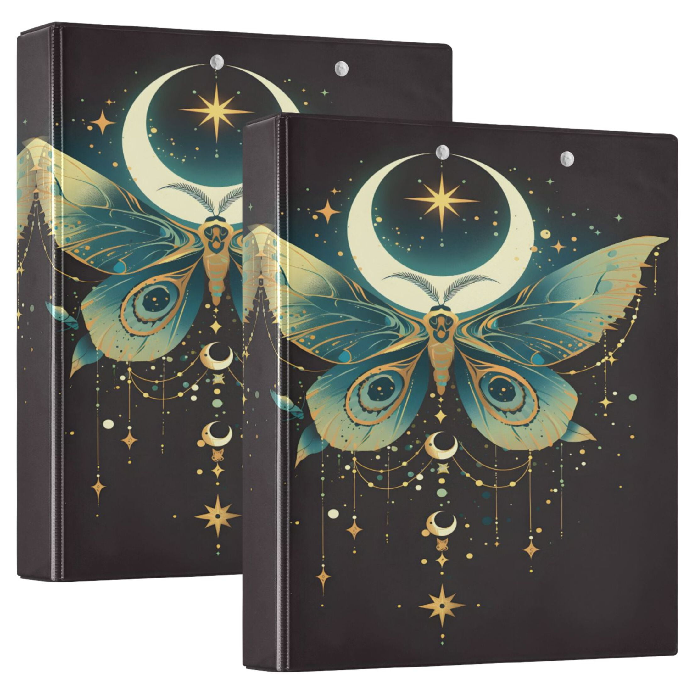 joogoo A Butterfly and Moon Hardcover 3 Ring Binder 1.5" Round Rings ...