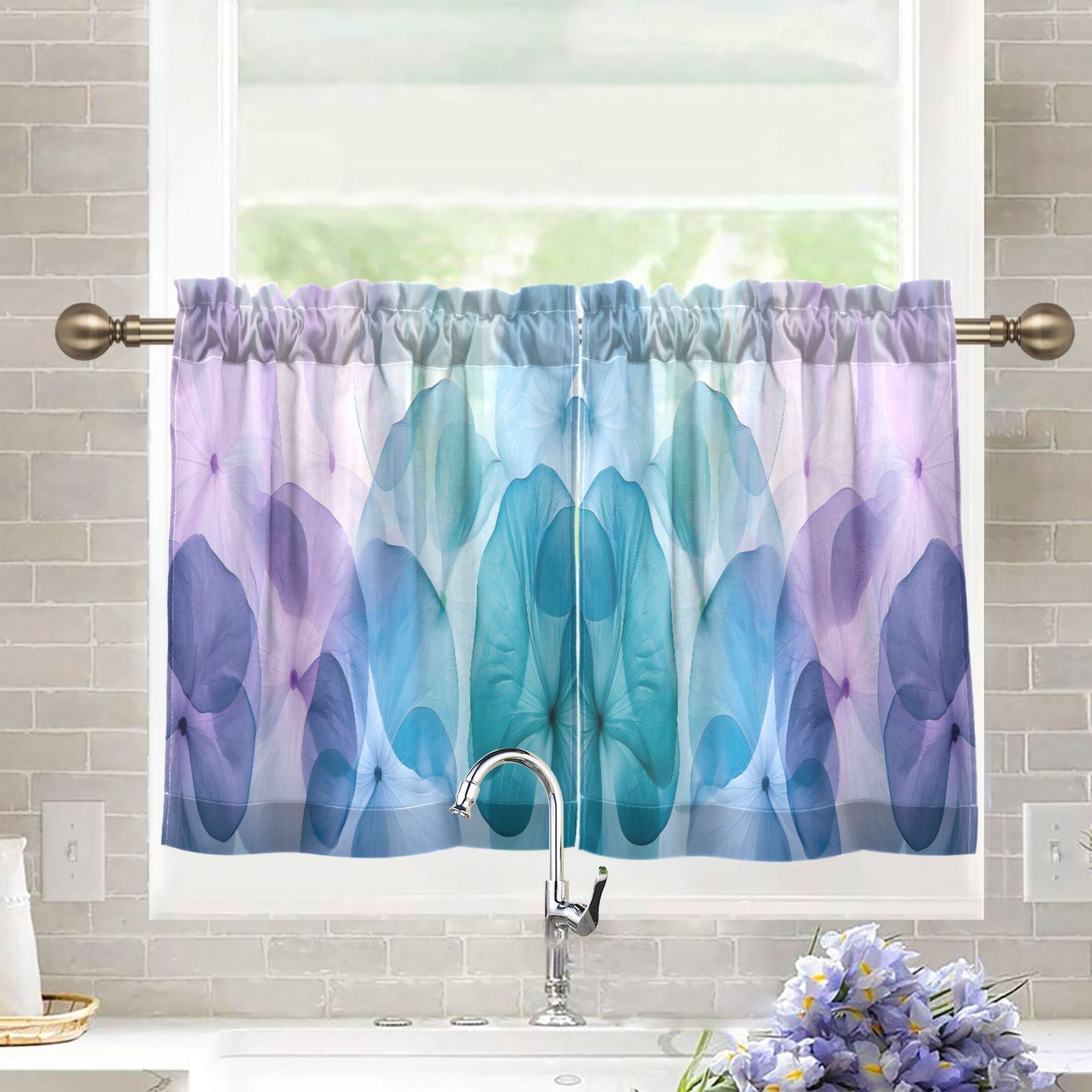 joogoo Abstract Flowers Magic Curtains Sets Half Window Cafe Farmhouse ...