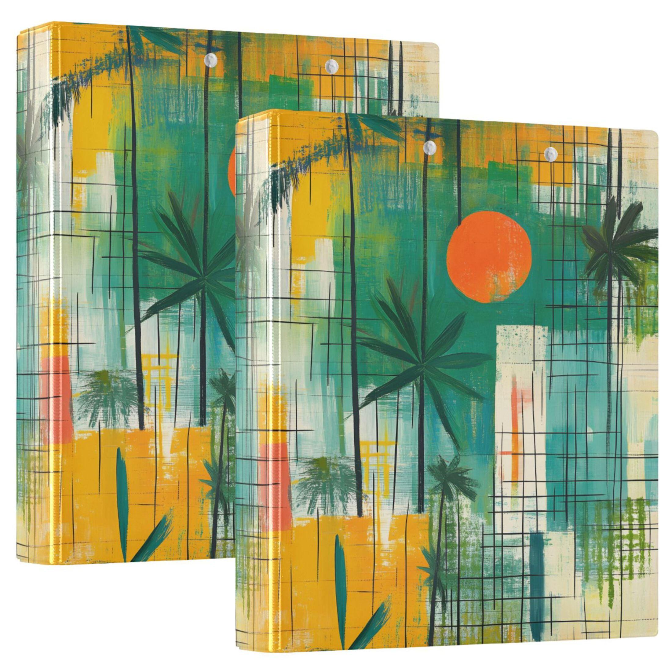 joogoo Art Palm Tree Sunset Hardcover 3 Ring Binder 1.5" Round Rings ...