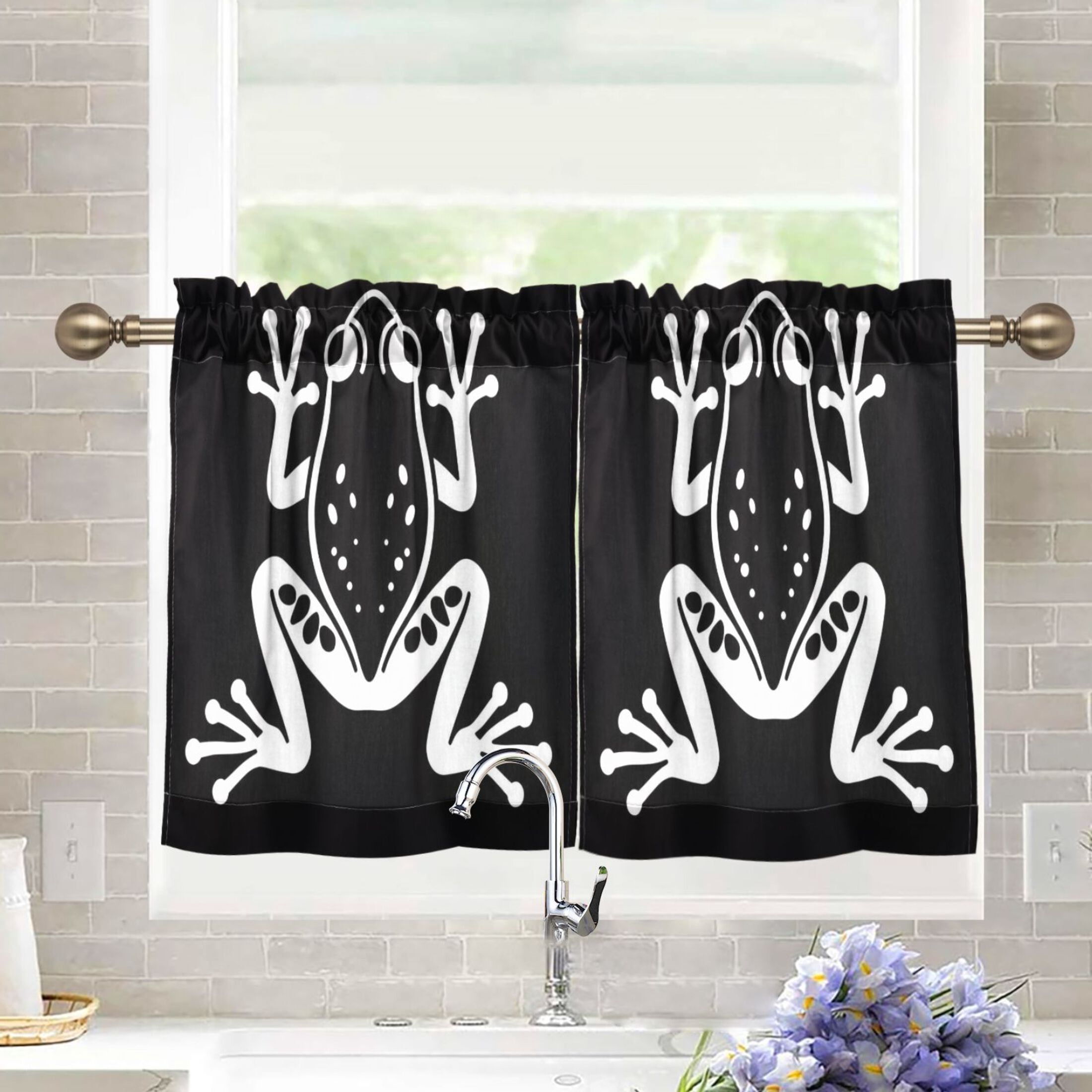 joogoo Artistic Frog Curtains Sets Half Window Cafe Farmhouse Tier 2 ...