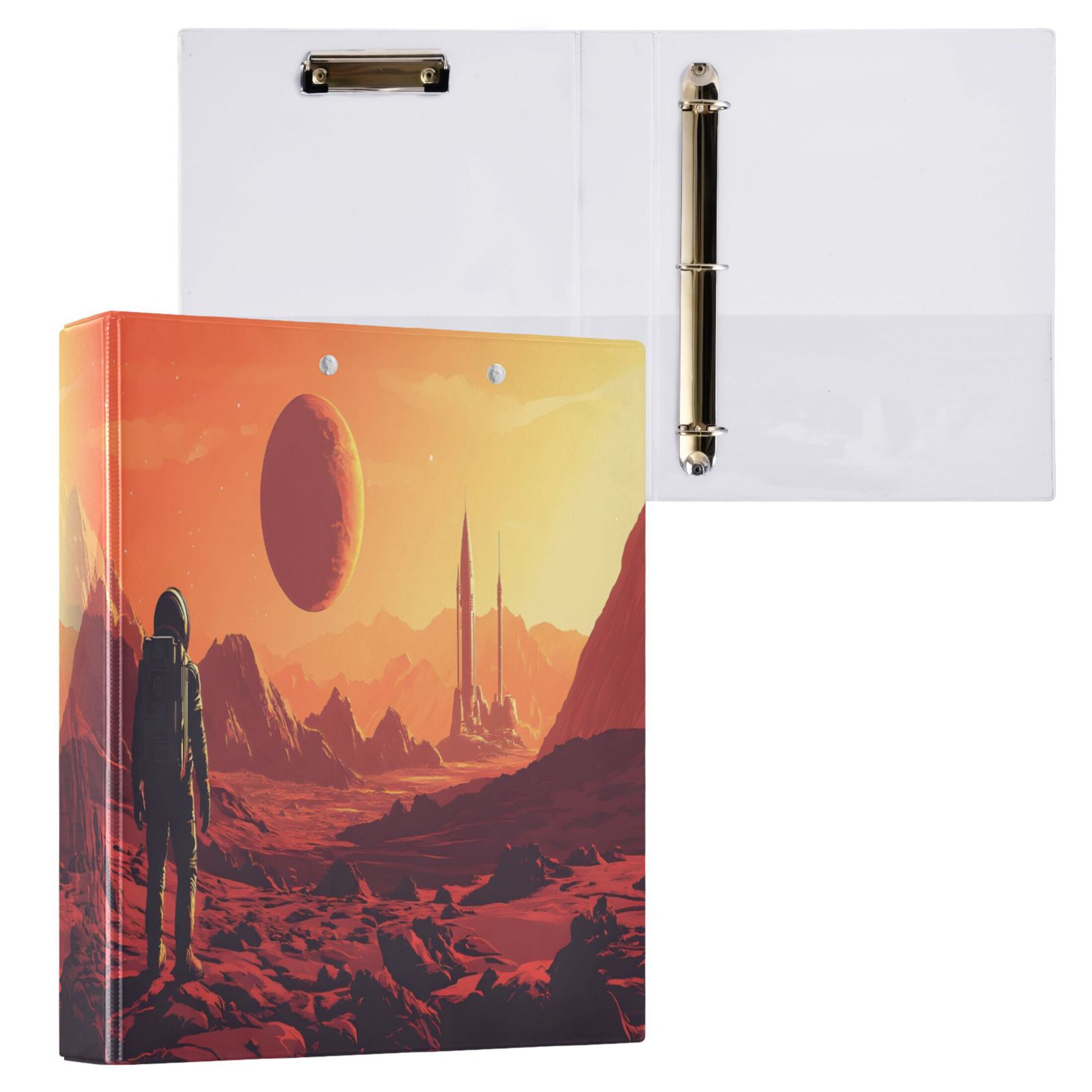 joogoo Astronaut in Sunset Hardcover 3 Ring Binder 1.5" Round Rings ...