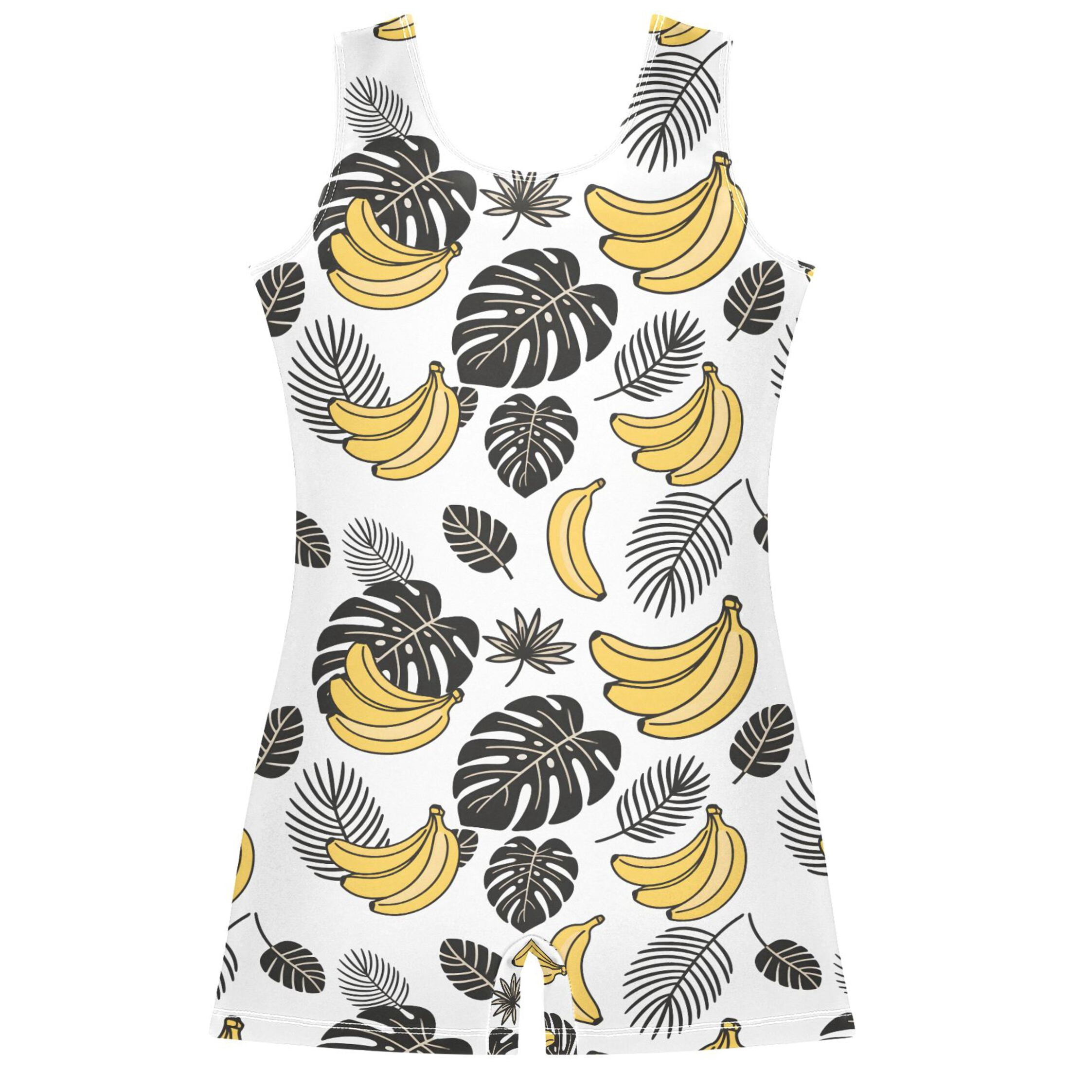 joogoo Banana Palm Leaves Pattern Girls Leotards Gymnastics Tumbling ...