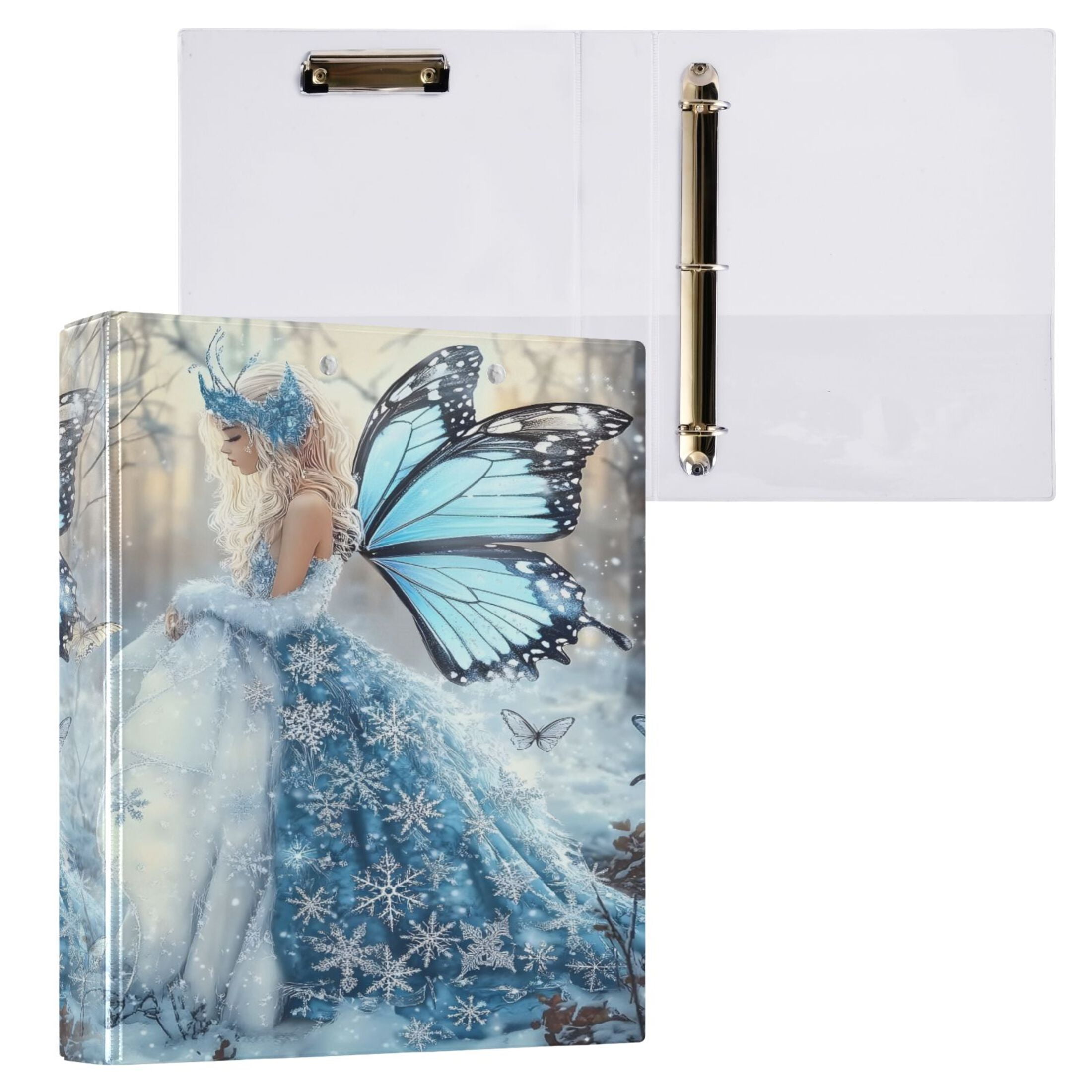 joogoo Beautiful Girl Butterflies with Wing Hardcover 3 Ring Binder 1.5 ...