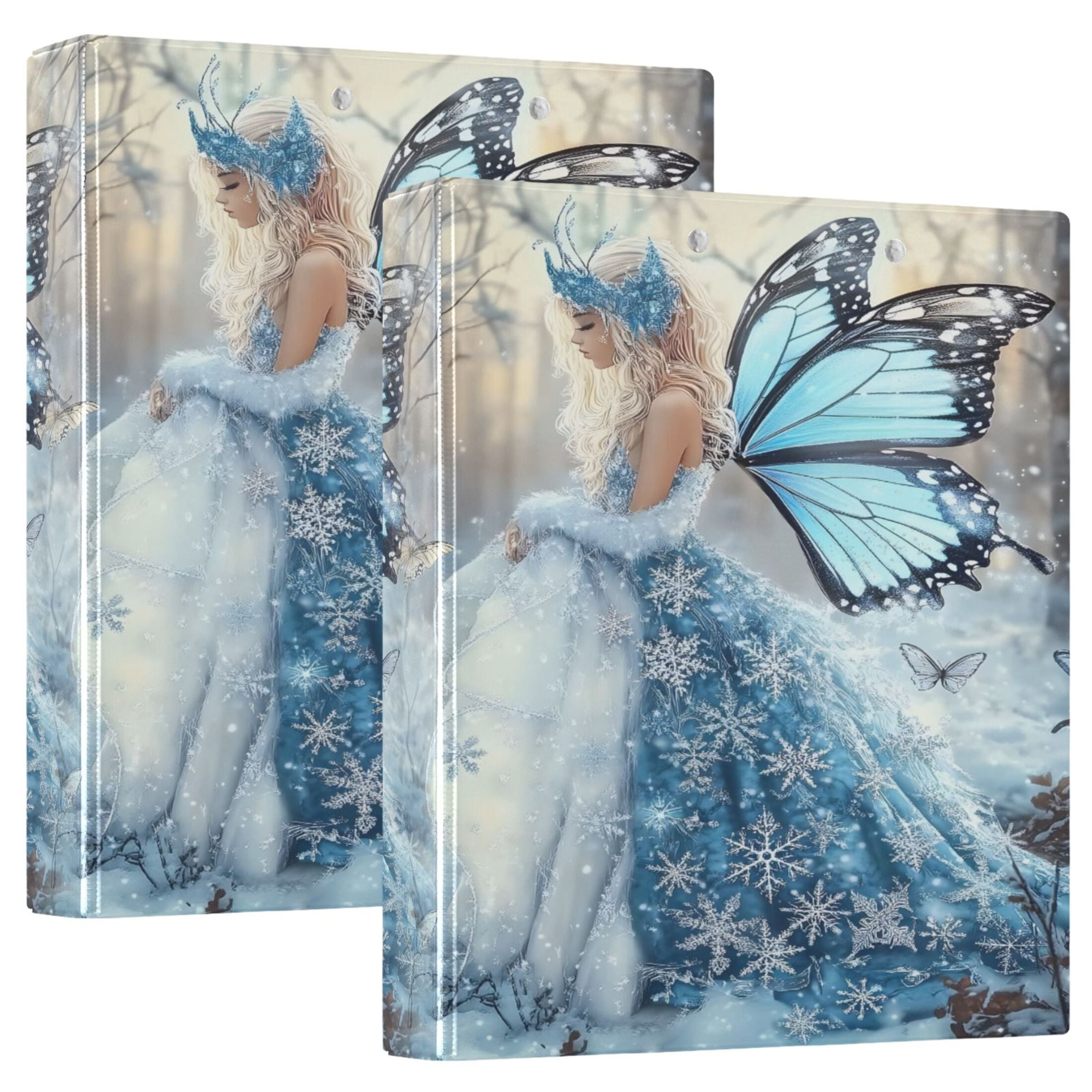 joogoo Beautiful Girl Butterflies with Wing Hardcover 3 Ring Binder 1.5 ...