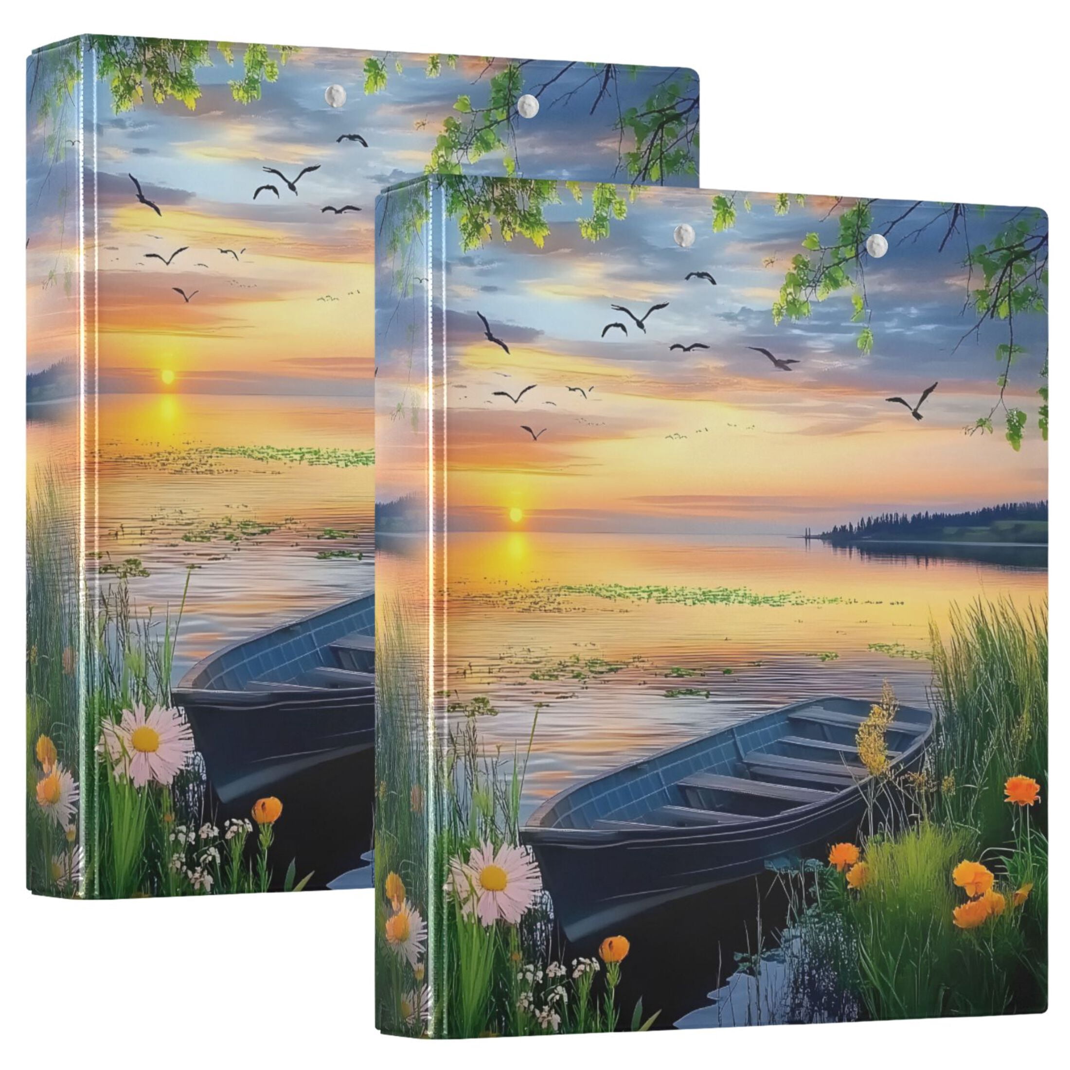 joogoo Beautiful Lake Scene Hardcover 3 Ring Binder 1.5" Round Rings ...