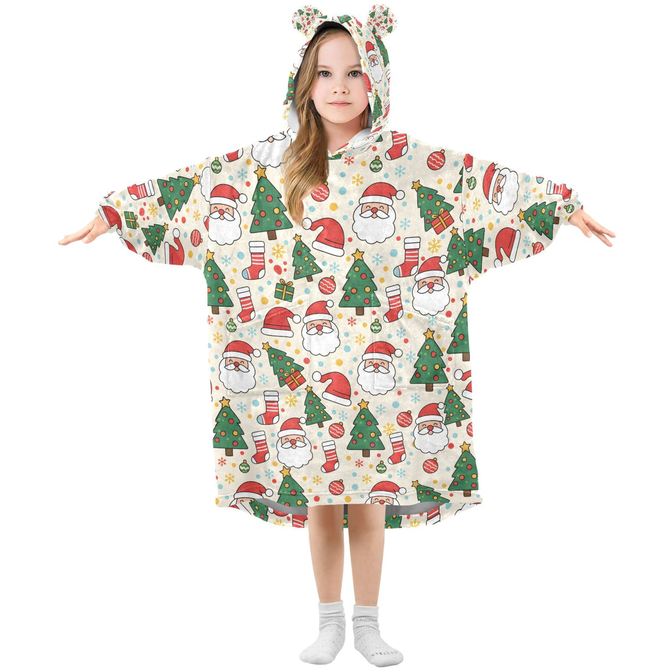 joogoo Blanket Hoodie Christmas Santa Hat Trees for Oversize Sweatshirt ...