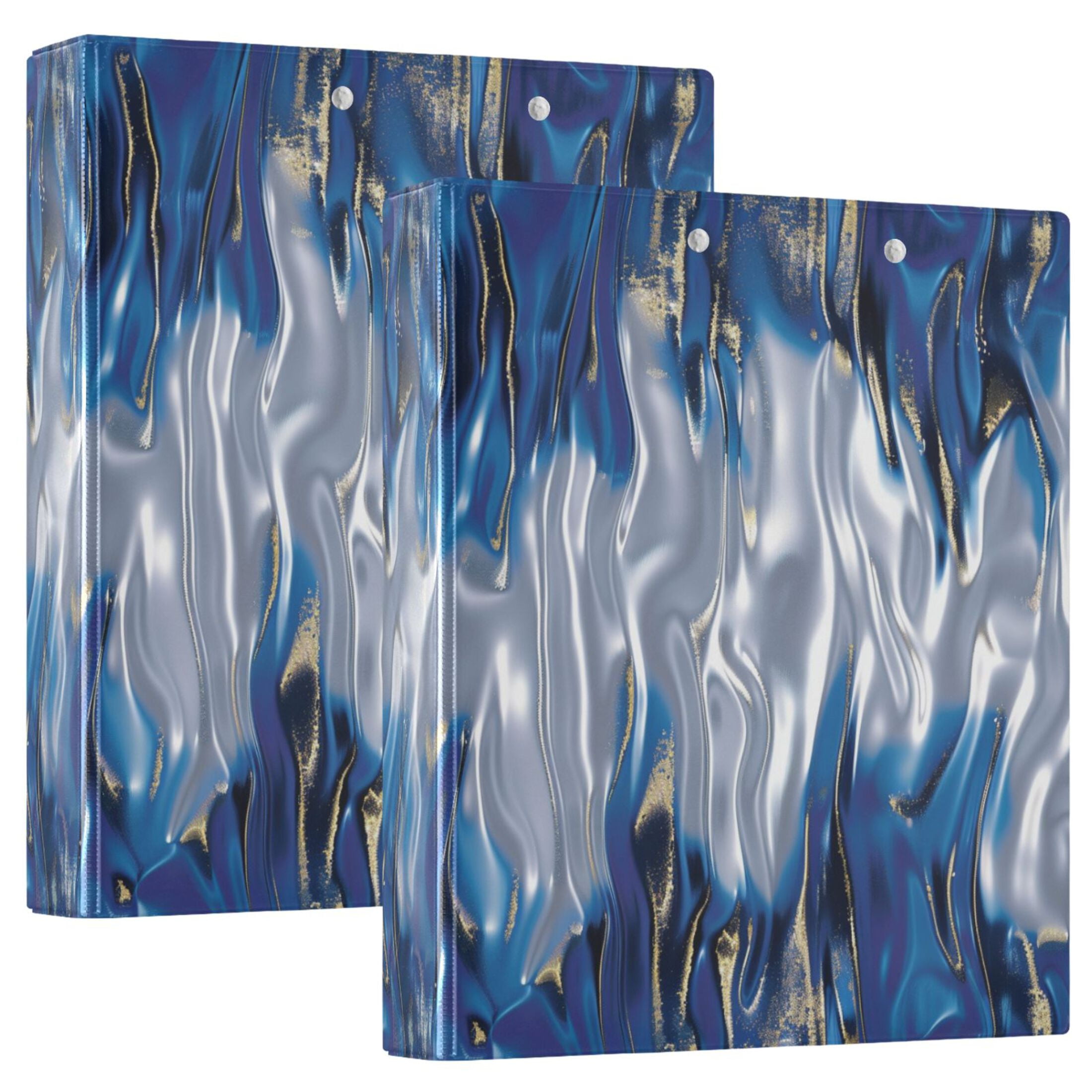joogoo Blue Tie Dye Hardcover 3 Ring Binder 1.5" Round Rings Interior ...